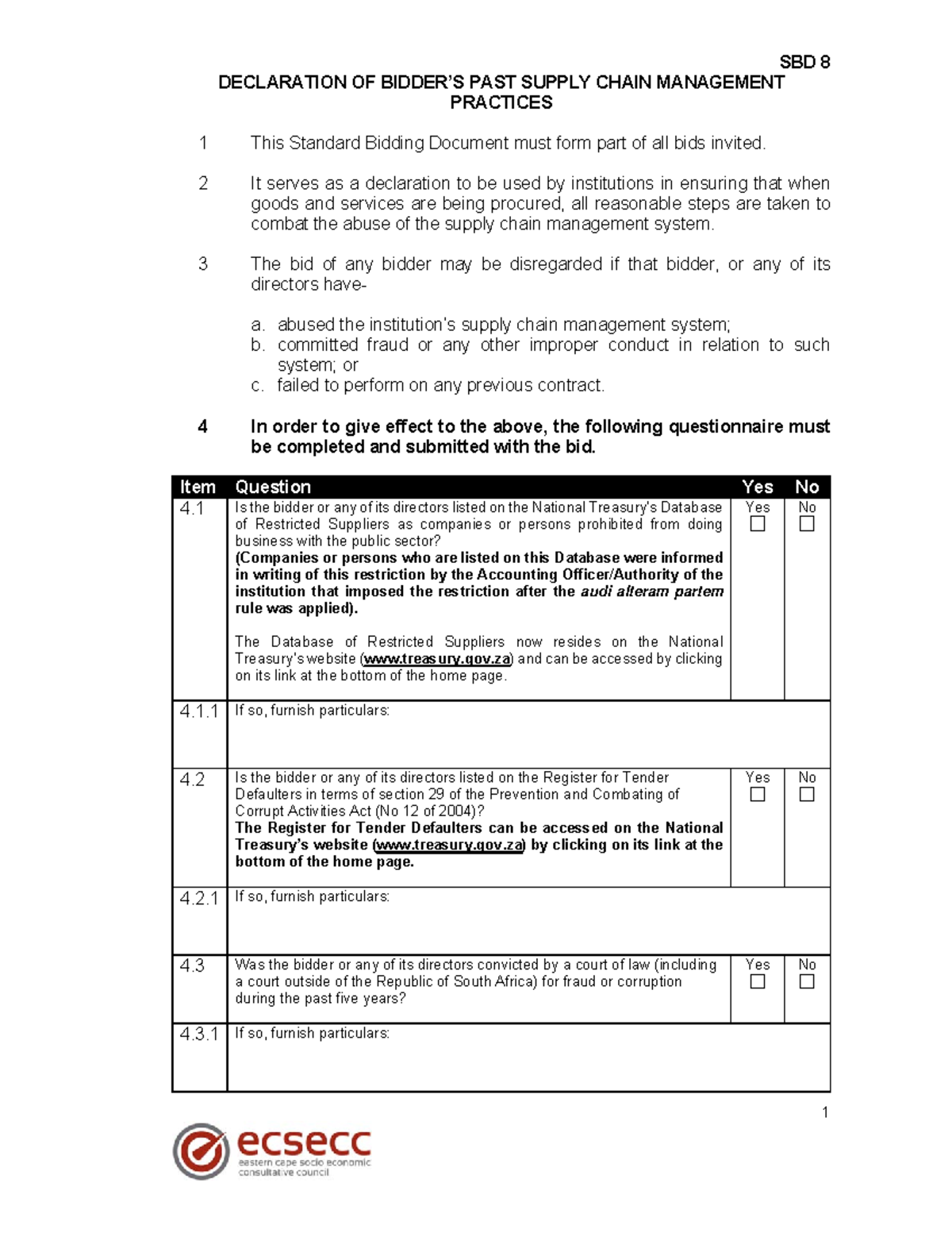 SBD 8 Smart interactive Display Screens - SBD 8 1 DECLARATION OF BIDDER ...