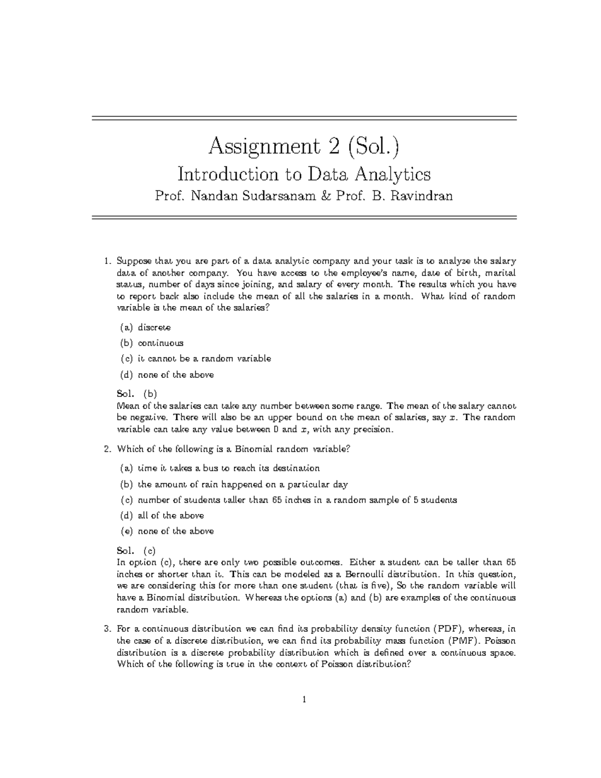 Week 2 Assignment - Assign - Assignment 2 (Sol.) Introduction to Data ...