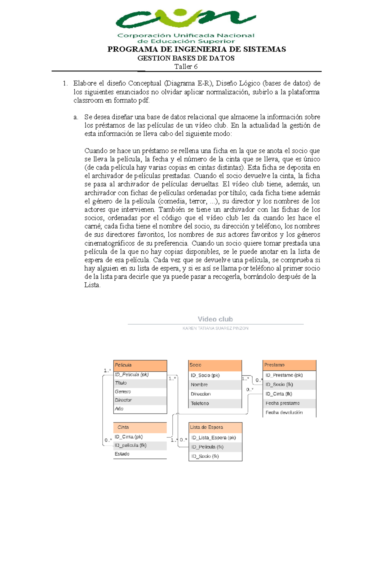 Taller 6 - gestion de datos - PROGRAMA DE INGENIERIA DE SISTEMAS ...