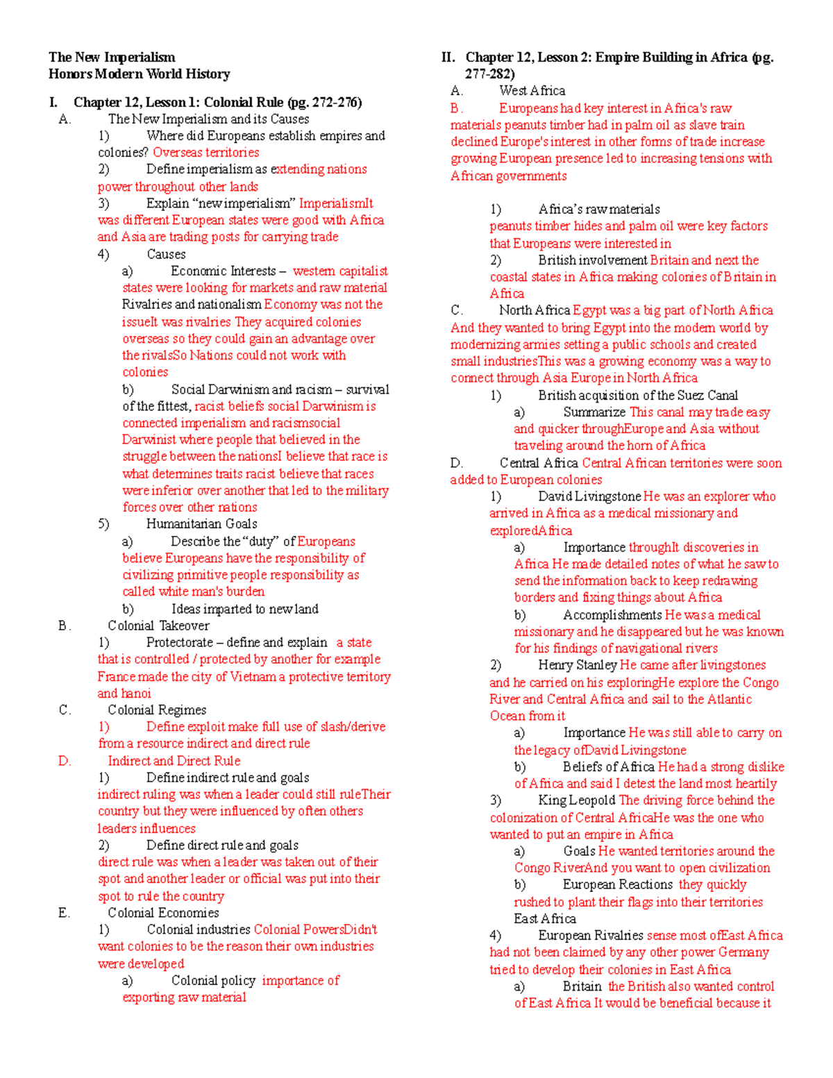 Copy of Imperialism Reading and Notetaking Guide - The New Imperialism ...