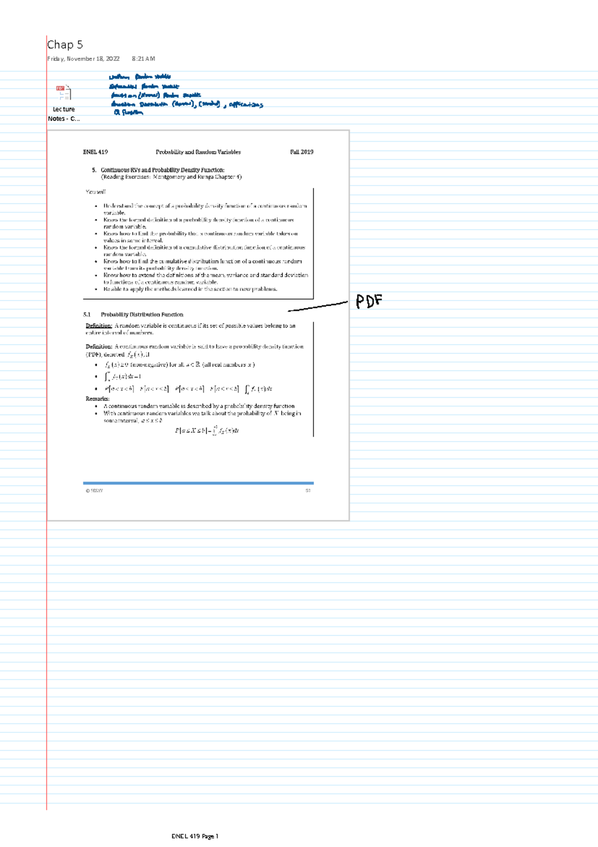 Chap 5 - rw35r2w3r - ENEL 353 - Lecture Notes - C... Chap 5 Friday ...