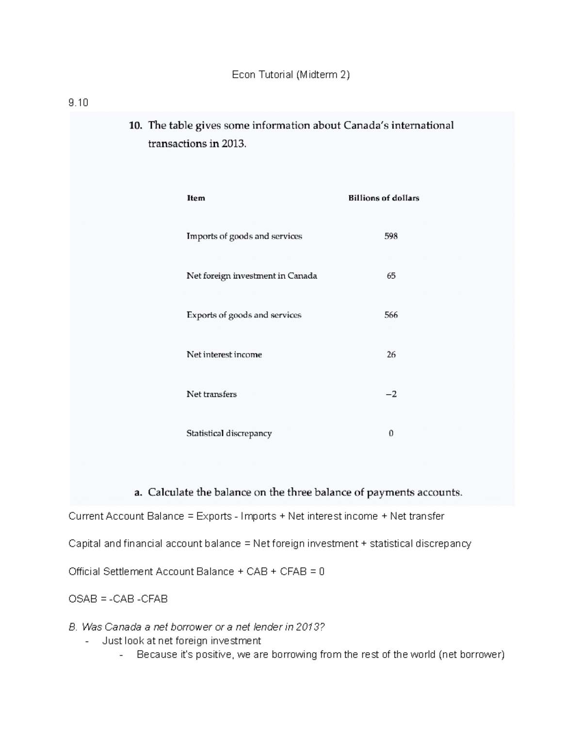 Econ Tutorial - Was Canada a net borrower or a net lender in 2013 ...