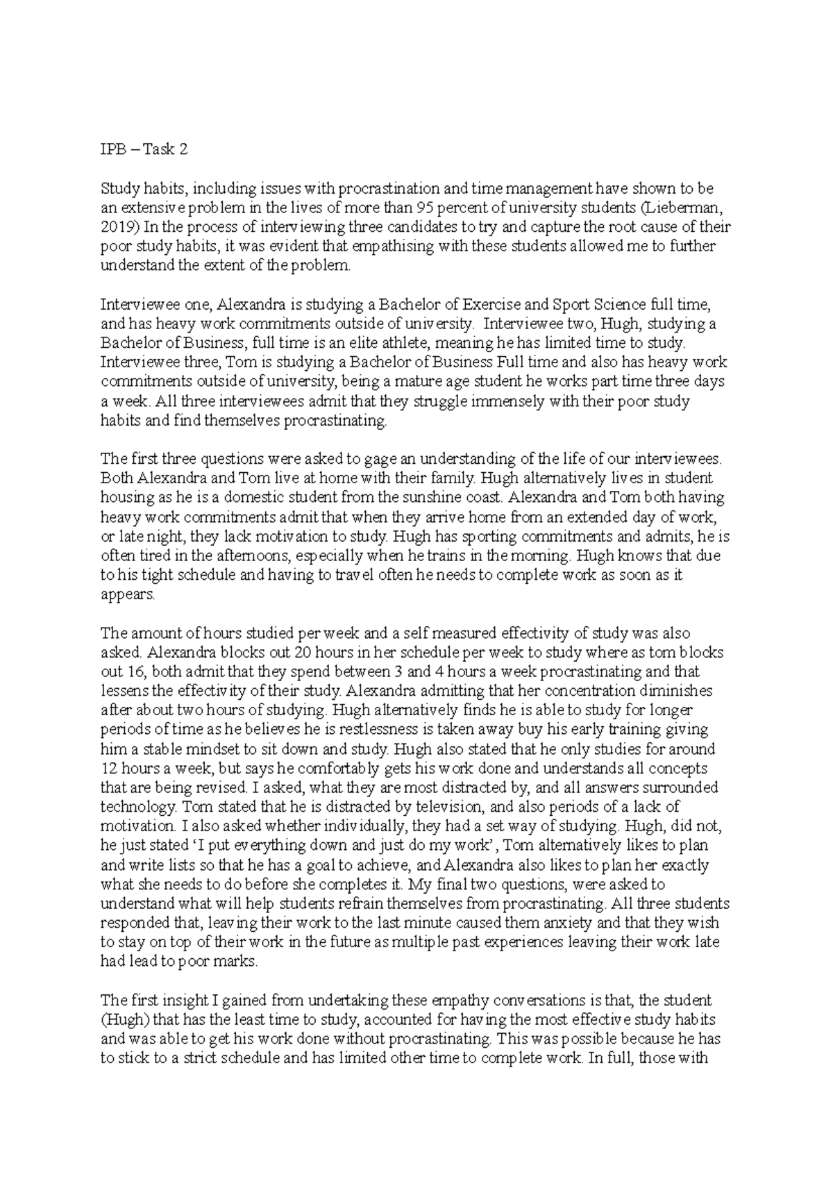 IBP TASK 2 - Task 2/3 of the first hand in assessment block - IPB ...