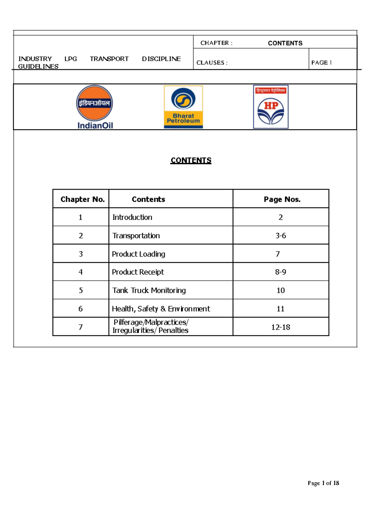 Project file of lpg operations and manual - CHAPTER : CONTENTS INDUSTRY ...