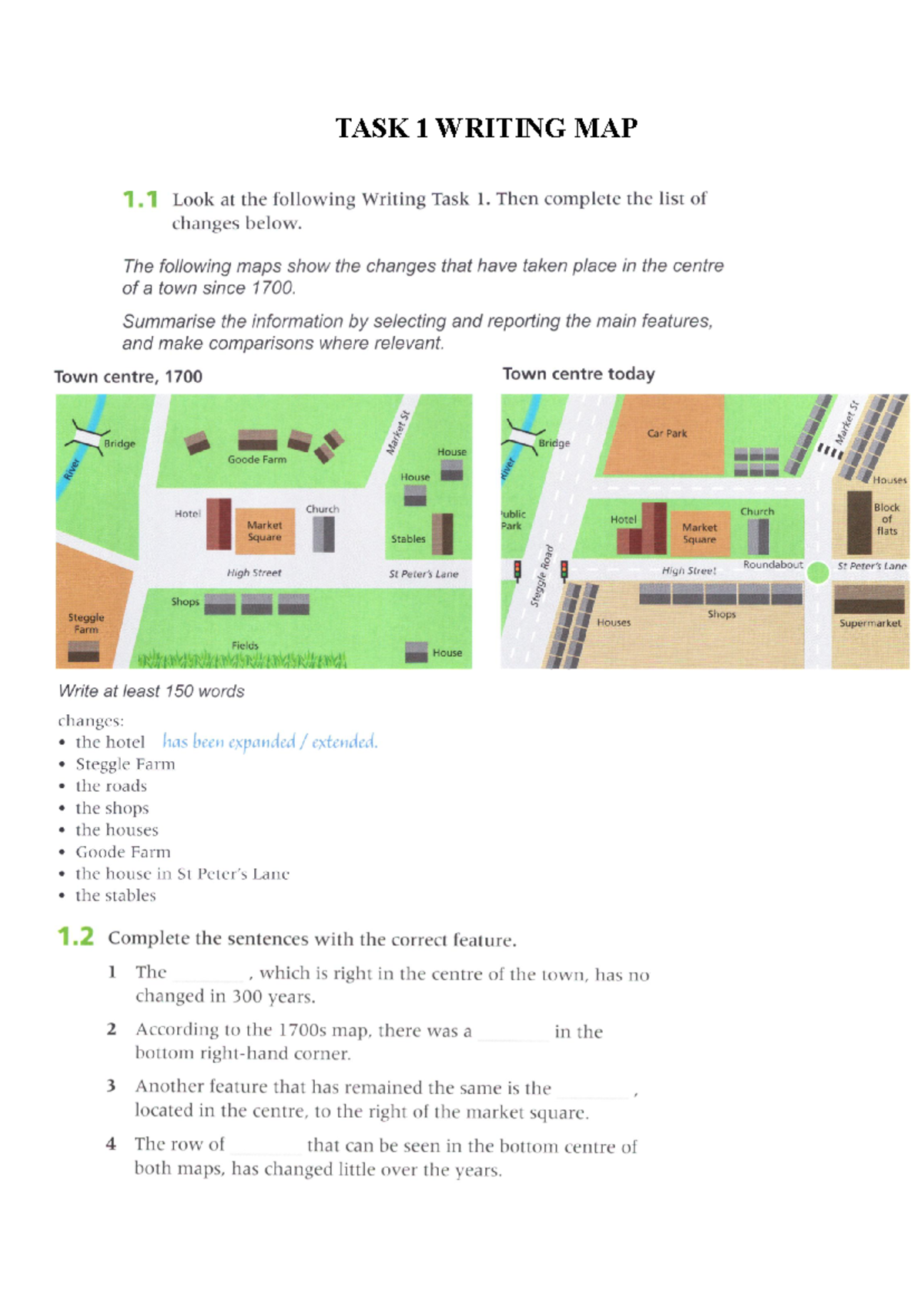 TASK 1 MAP - oạnozz - TASK 1 WRITING MAP 1 Look at the following Writing Task 1. Then complete ...