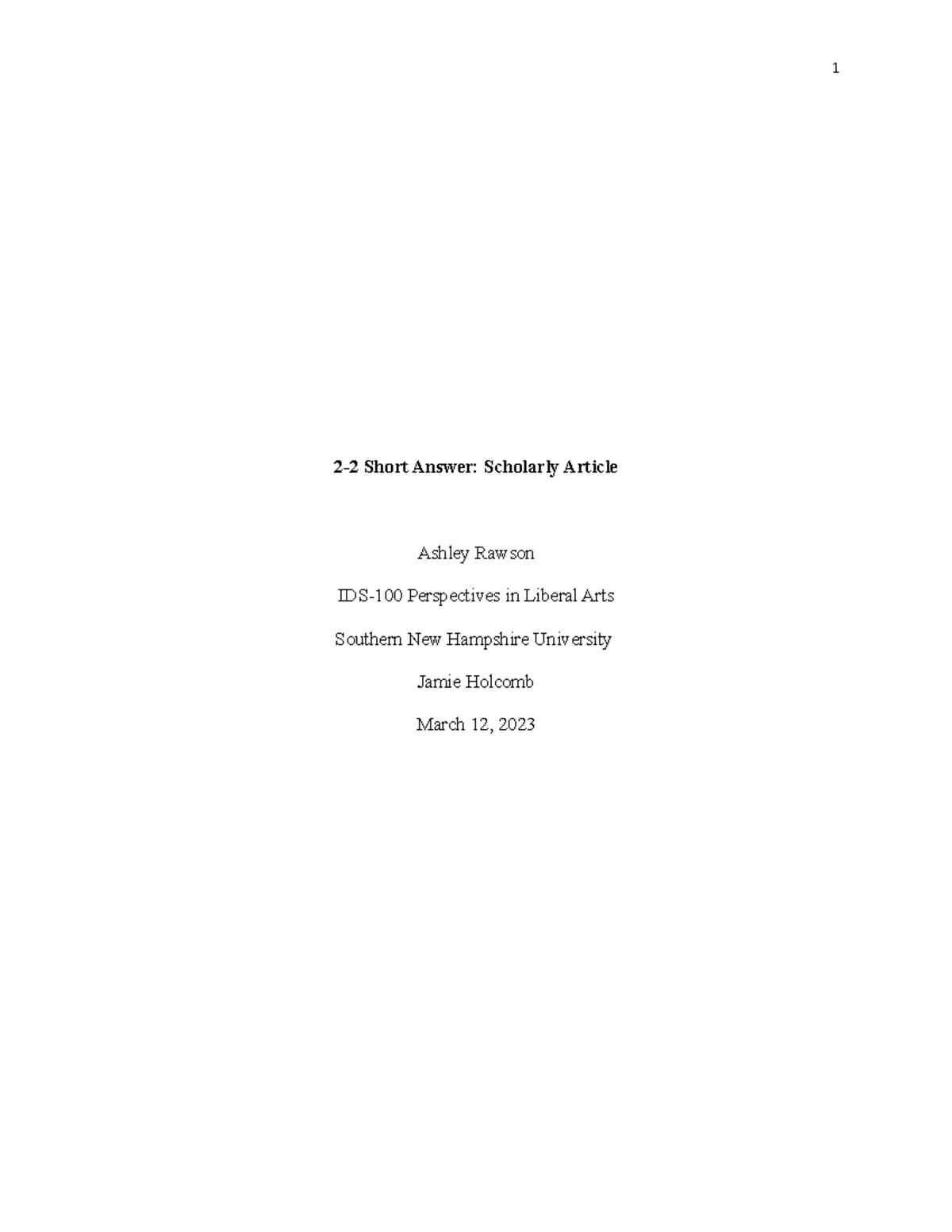 2 2 Short Answer Scholarly Article 2 2 Short Answer Scholarly