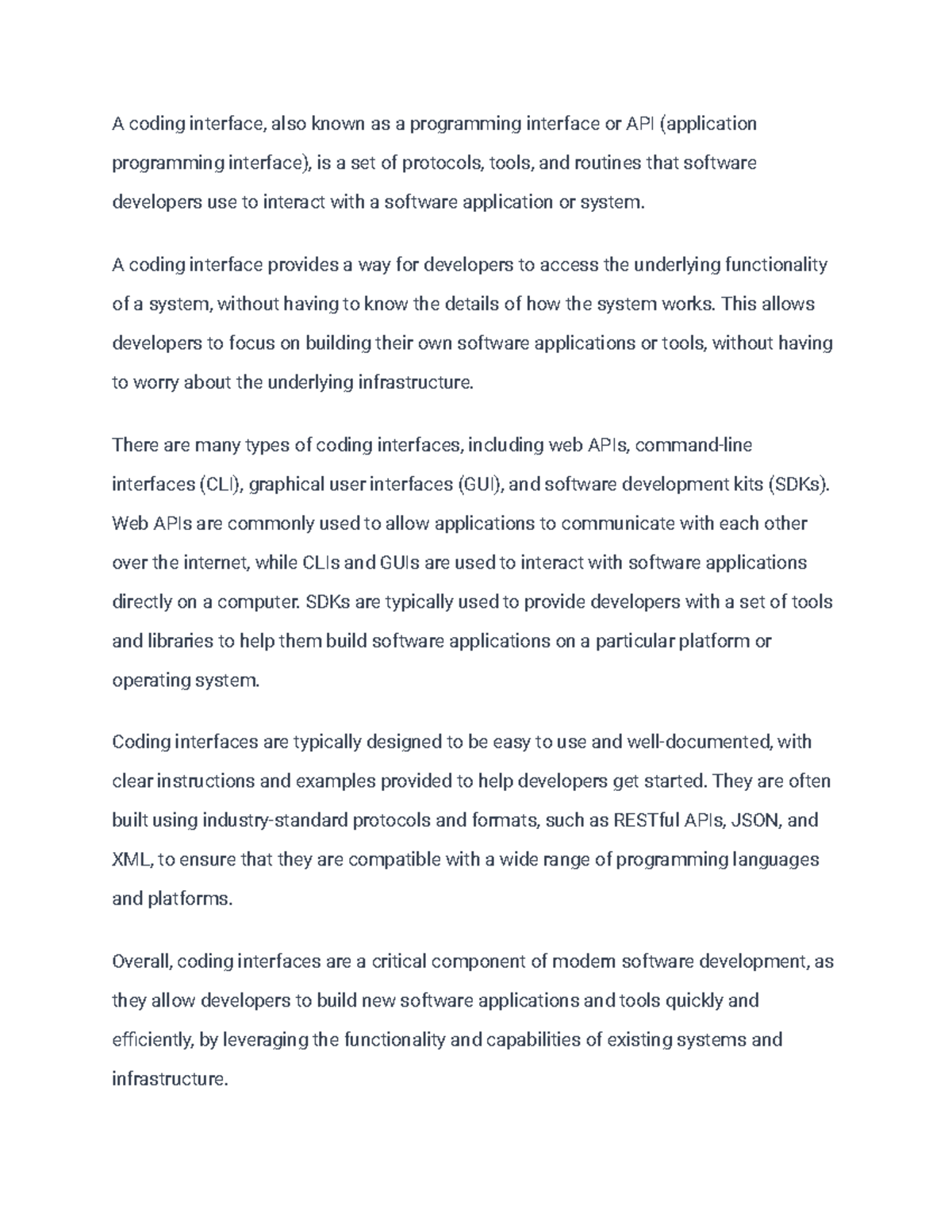 Coding interfaces notes - A coding interface, also known as a ...