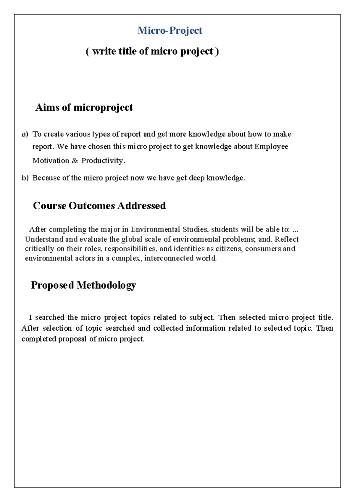 Sample format for microproject - Micro-Project ( write title of micro ...