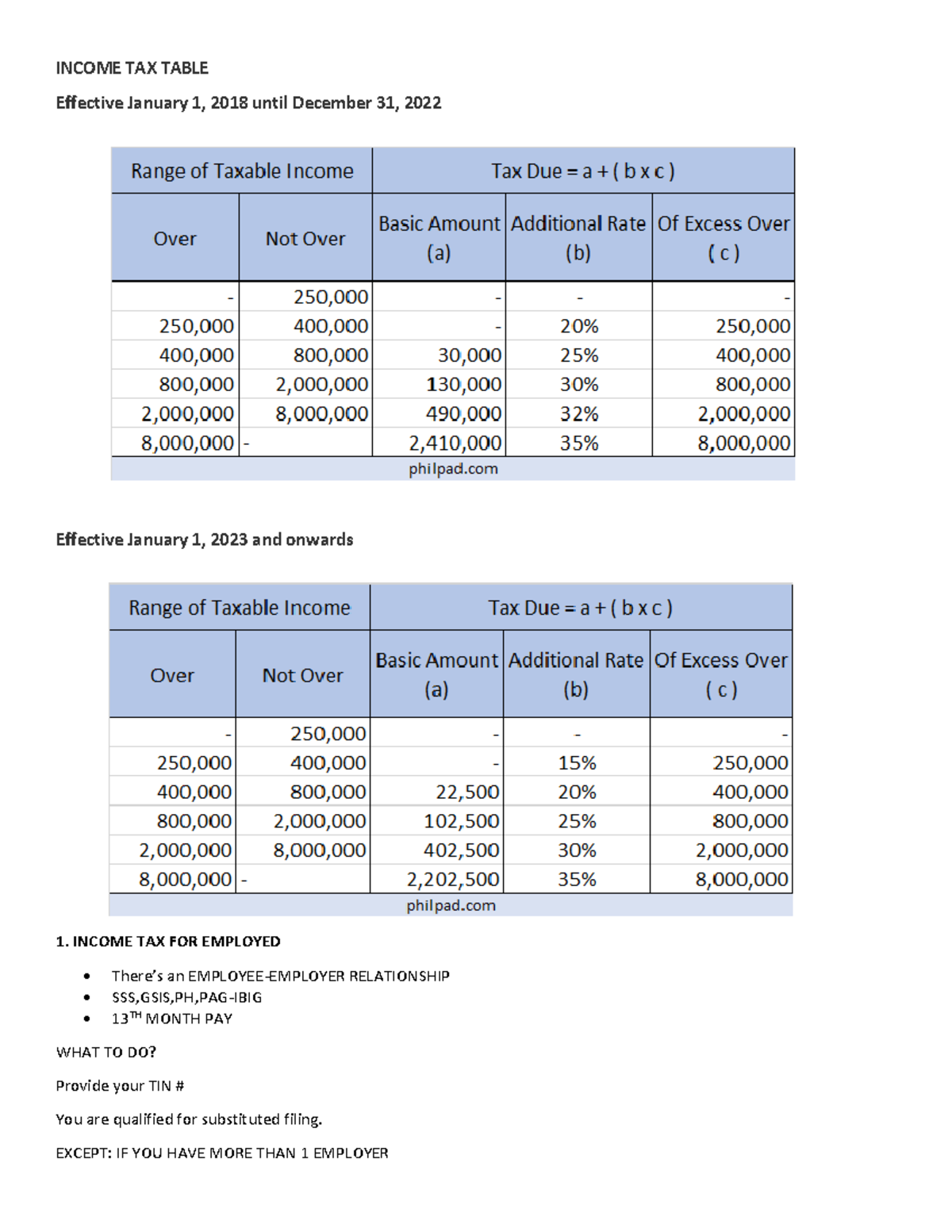 Pdfcoffee - asdf - INCOME TAX TABLE Effective January 1, 2018 until ...
