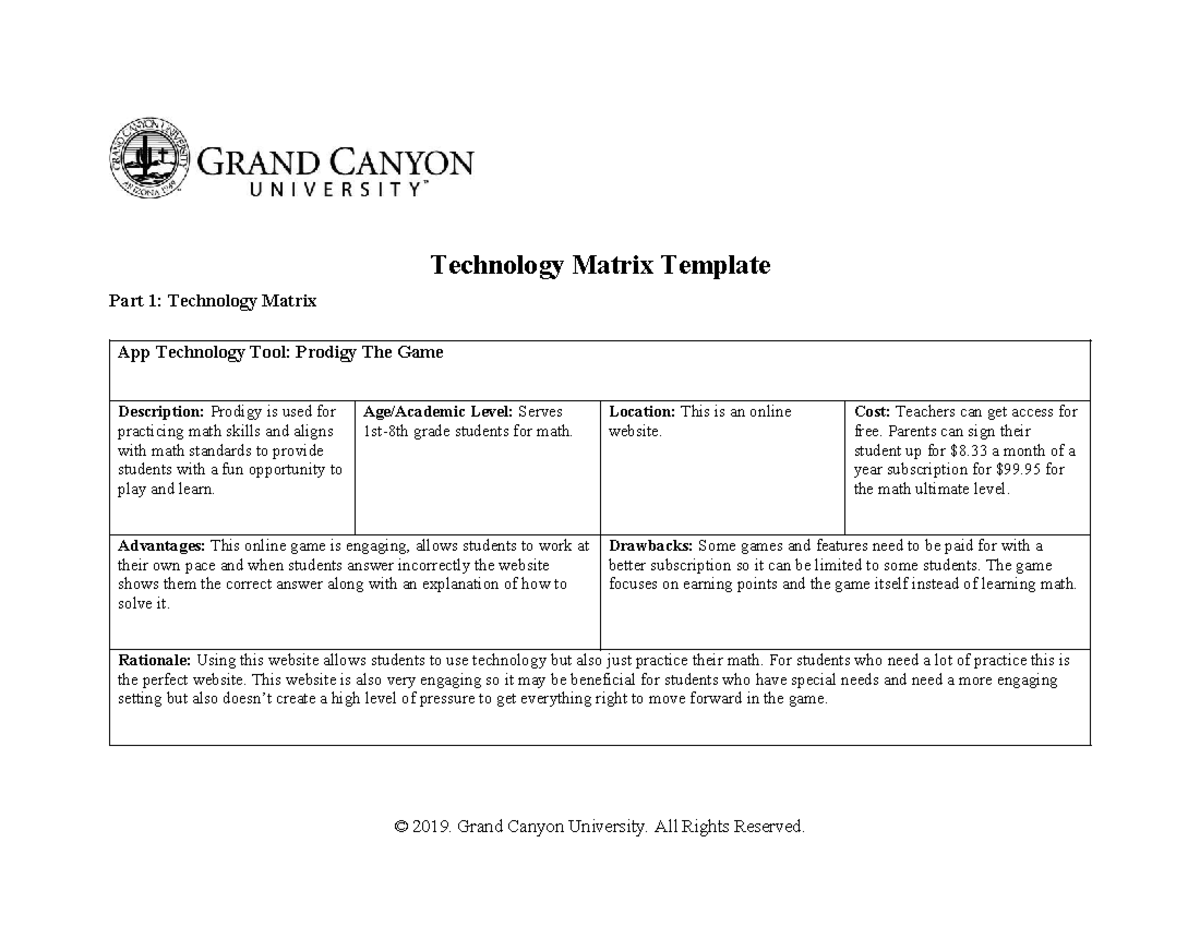 SPD-470-D-T5-Technology Matrix Template - Technology Matrix Template ...