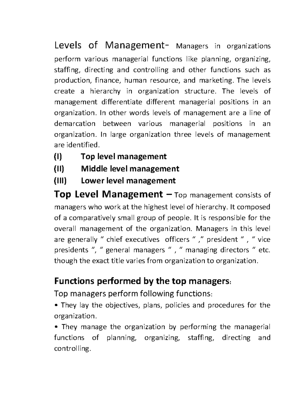 Levels-of-management - Levels of Management- Managers in organizations ...