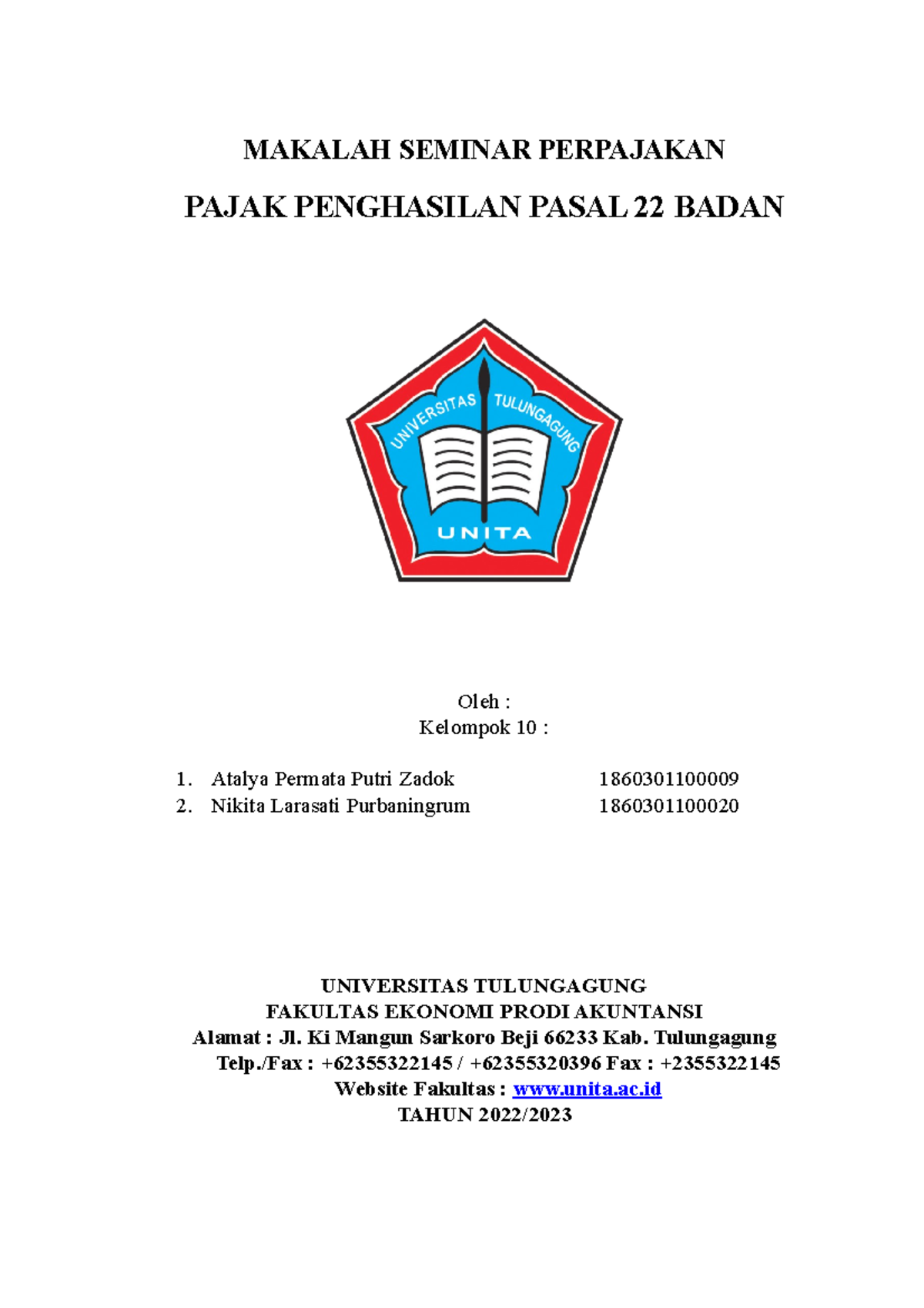 Makalah PPh 22 Badan baru - MAKALAH SEMINAR PERPAJAKAN PAJAK ...