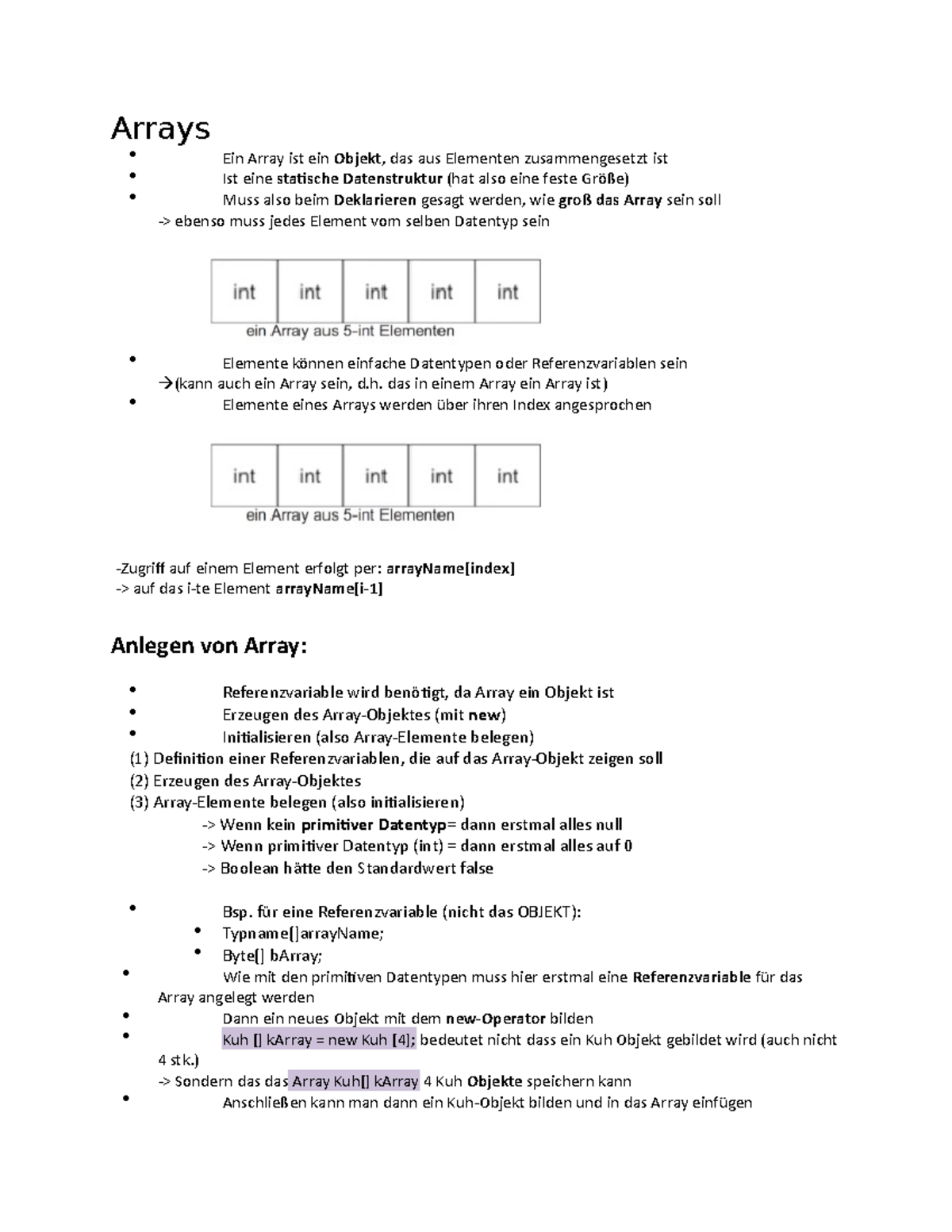 Arrays - das in einem Array ein Array ist) Elemente eines Arrays werden ...