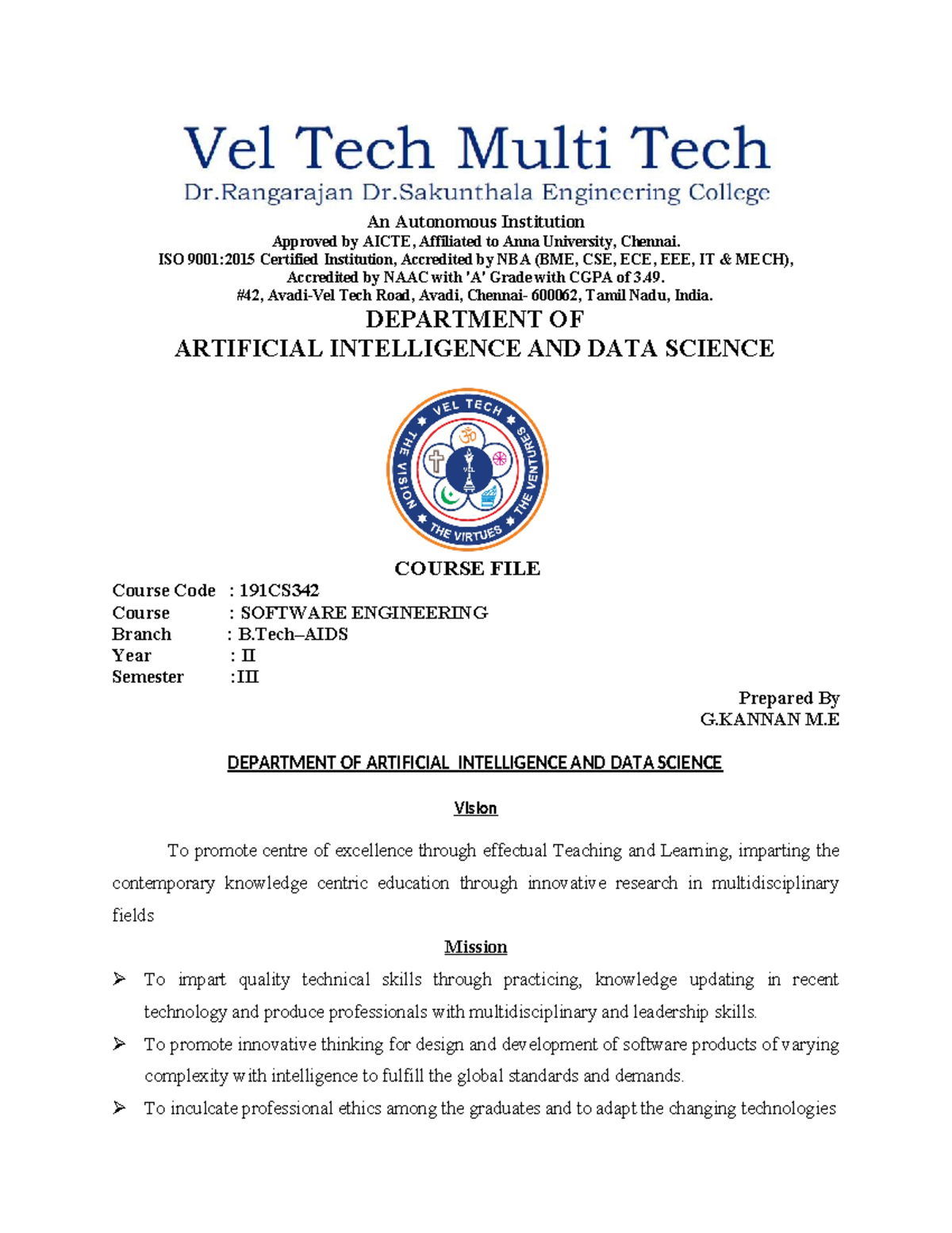 AIDS Software Engineering updated - An Autonomous Institution Approved ...