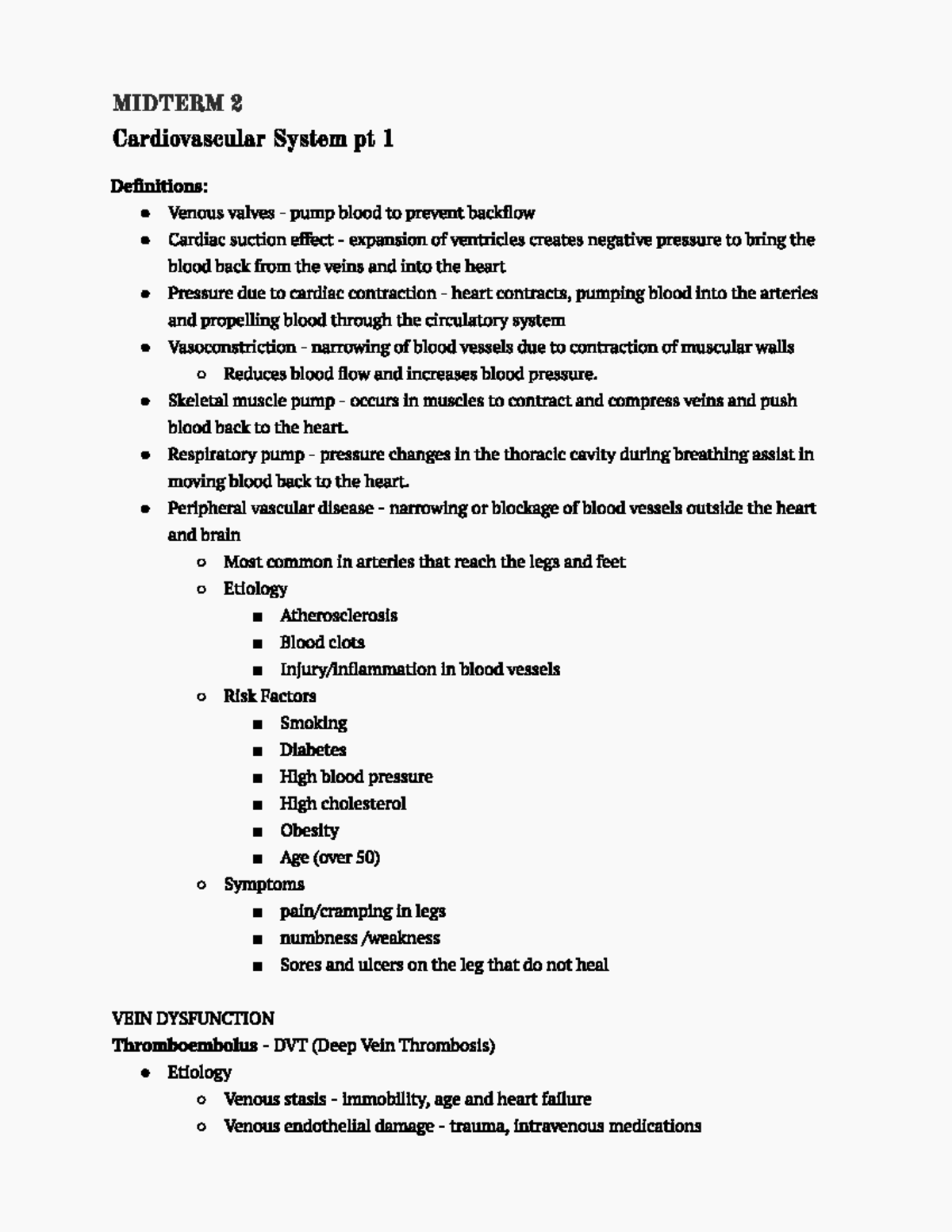 Pathophysiology Personal Notes - MIDTERM 2 Cardiovascular System pt 1 ...
