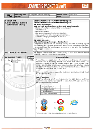 TLE ICT CY W5 - Feel free to use it. - W 5 Learning Area TLE-Computer ...