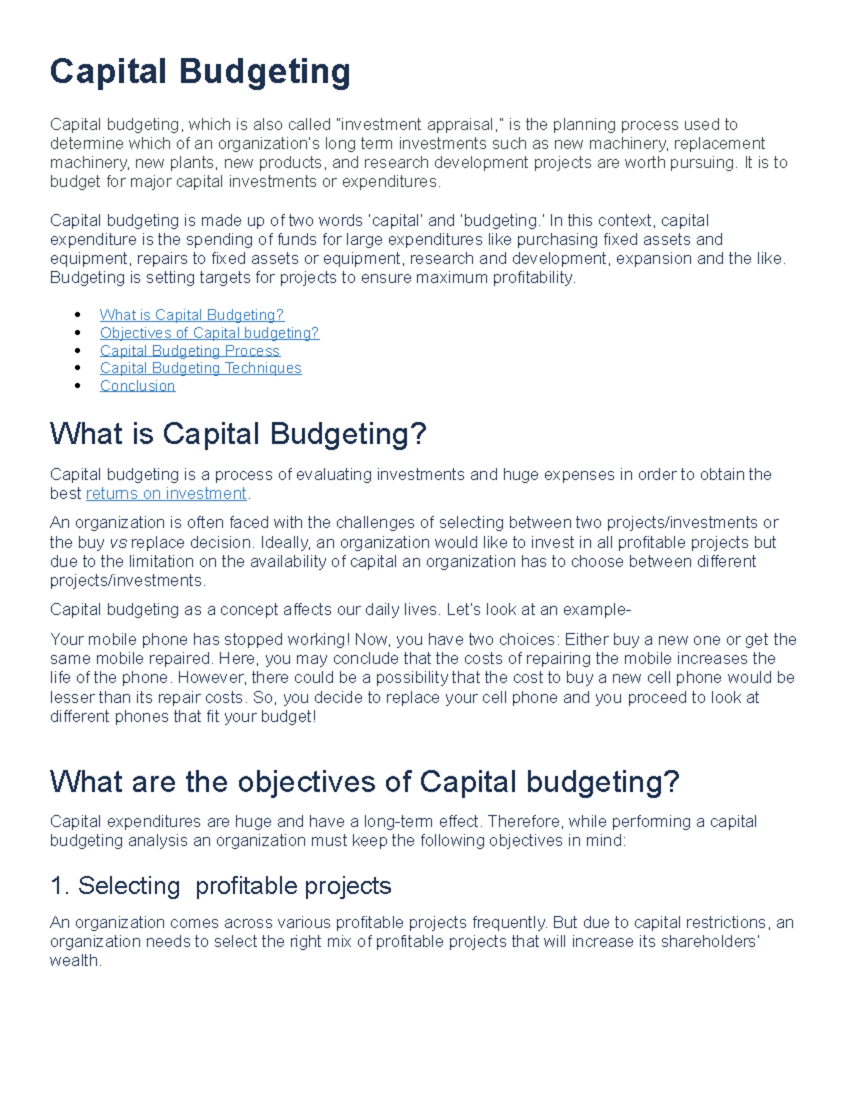 Capital-Budgeting - Capital Budgeting Approaches, Techniques ...