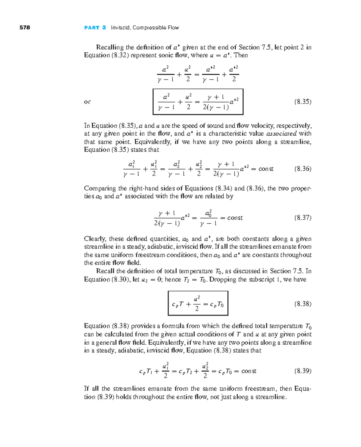 Aerodynamics Lecture 24 - 578 PA RT 3 Inviscid, Compressible Flow Recalling the definition of a∗ ...