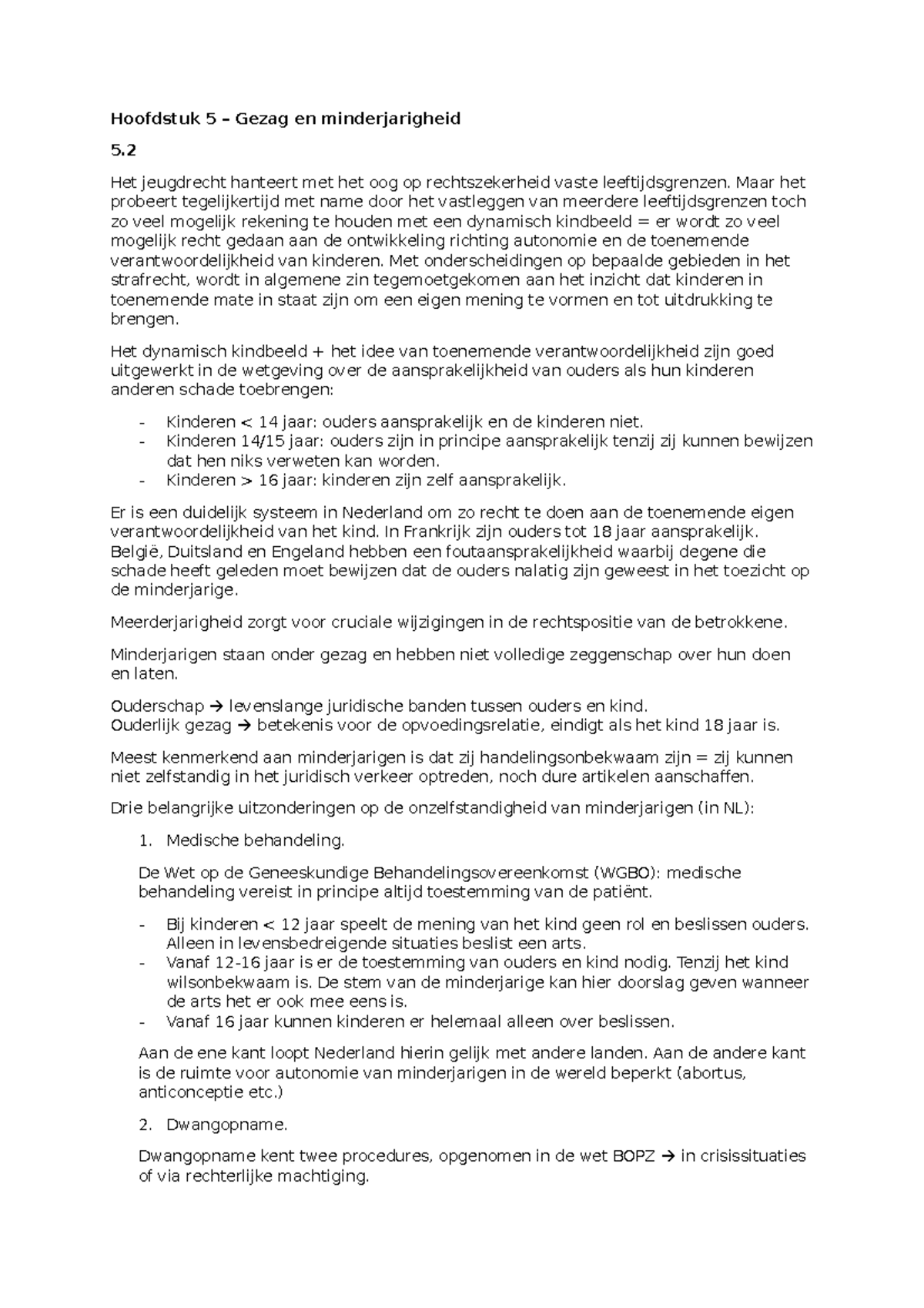 Samenvatting H5 - Jeugdstrafrecht 'Ido Weijers' - Hoofdstuk 5 Gezag en ...