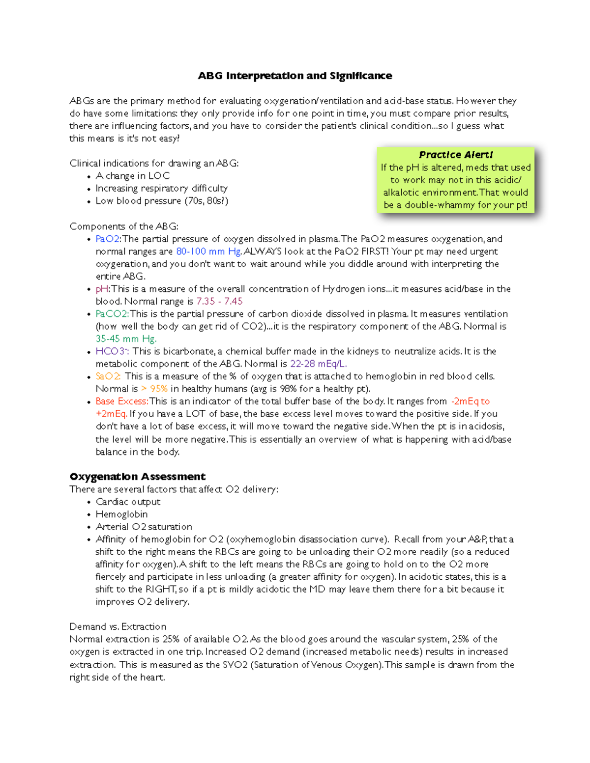 ABG Lecture - n.a - ABG Interpretation and Significance ABGs are the ...
