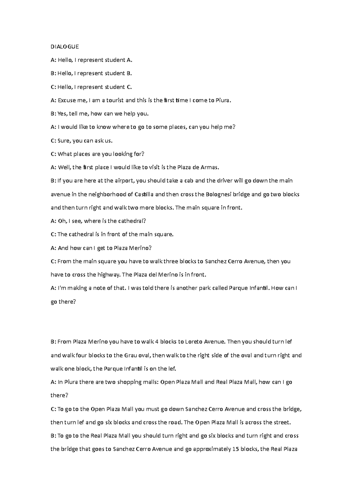Dialogue - JJFKJFKUU - DIALOGUE A: Hello, I represent student A. B ...