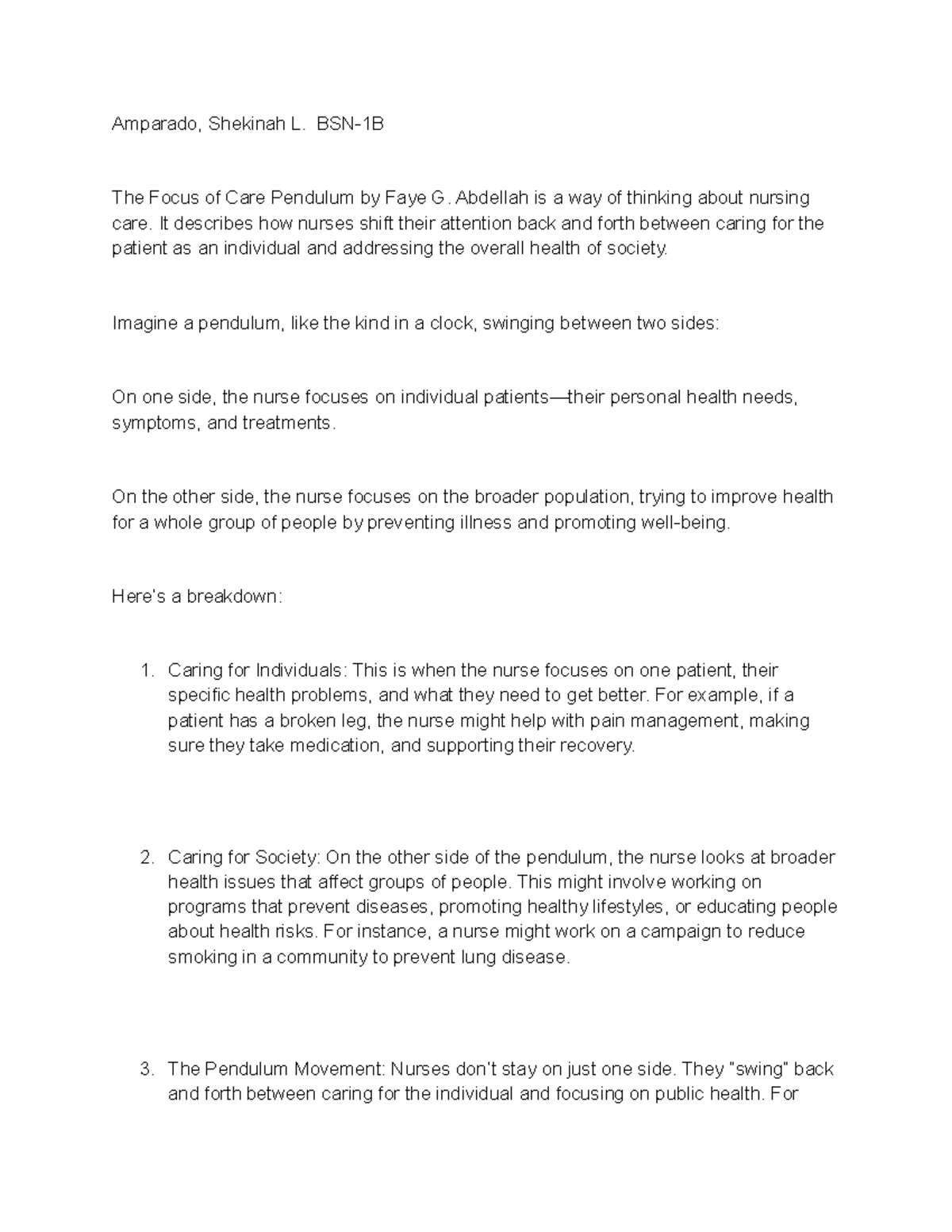 Amparado, Shekinah - TFn - Amparado, Shekinah L. BSN-1B The Focus of ...