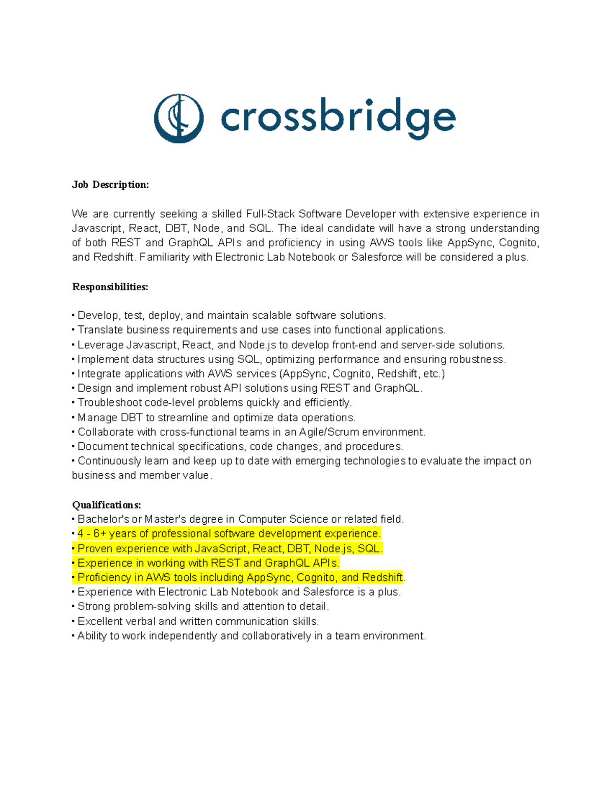 Mid Sr Full Stack Developer - Bio152 - U of T - Studocu