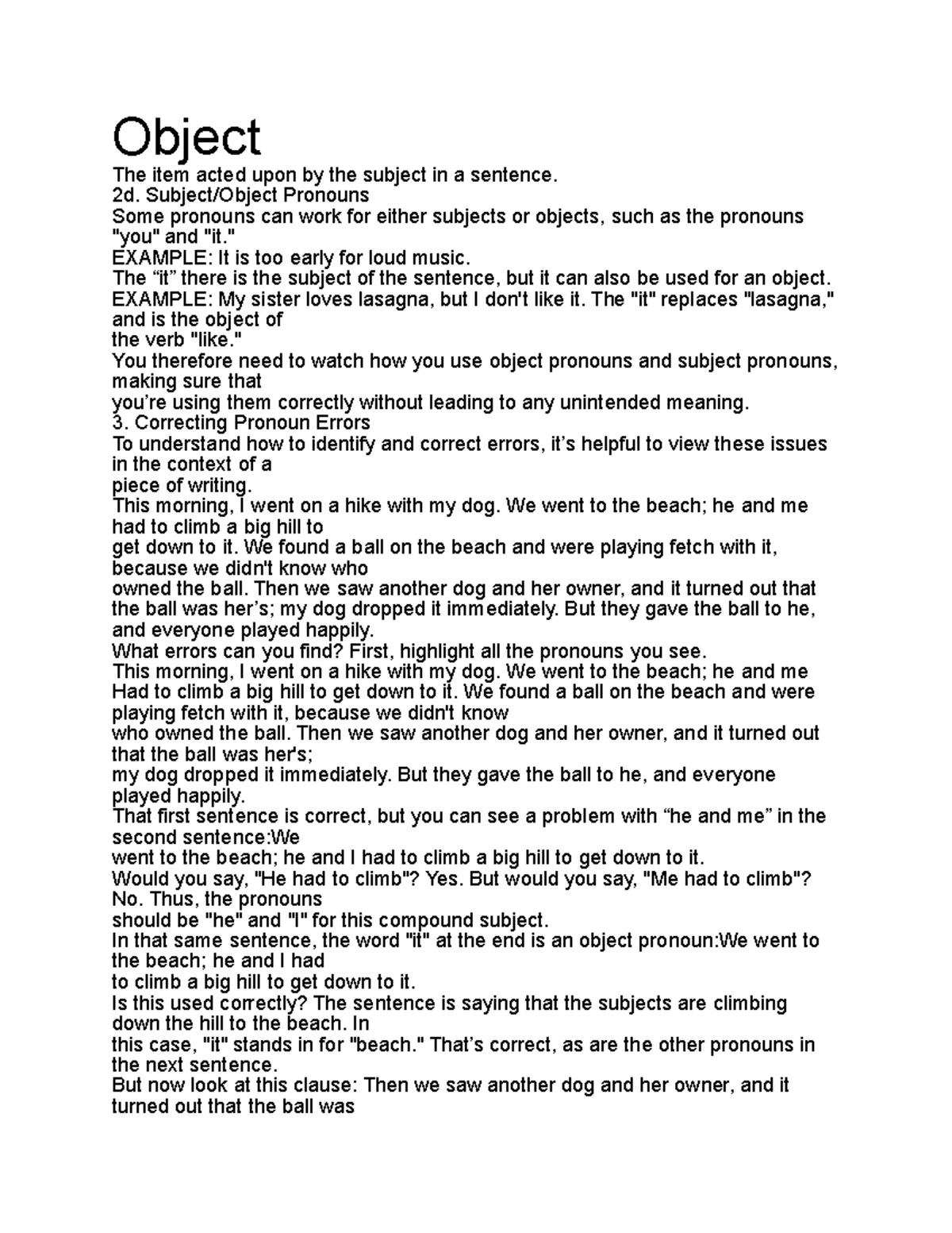 Object - Composition I - Object The item acted upon by the subject in a ...