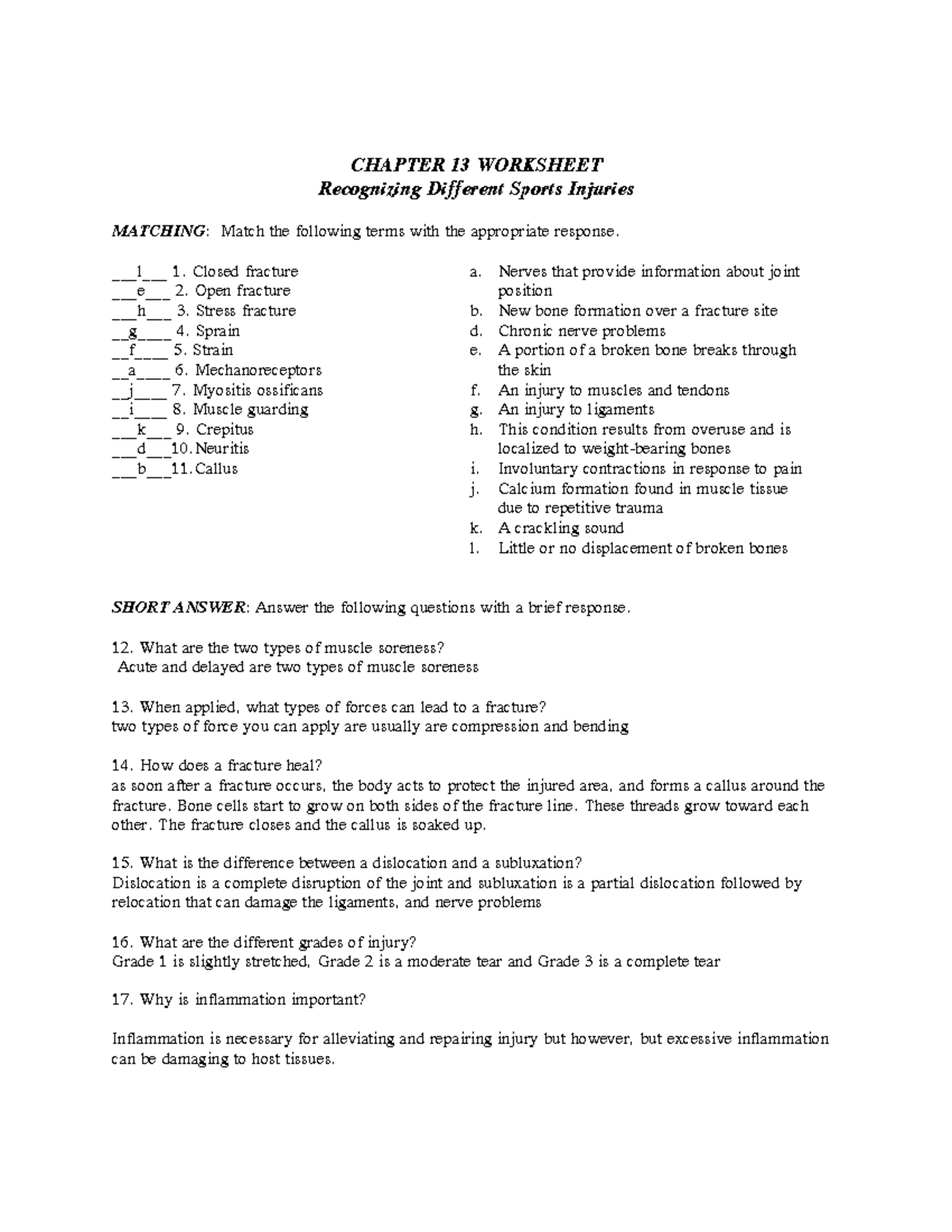 Ch 13 ws - This is the Chapter 13 assignment Recognizing Different ...