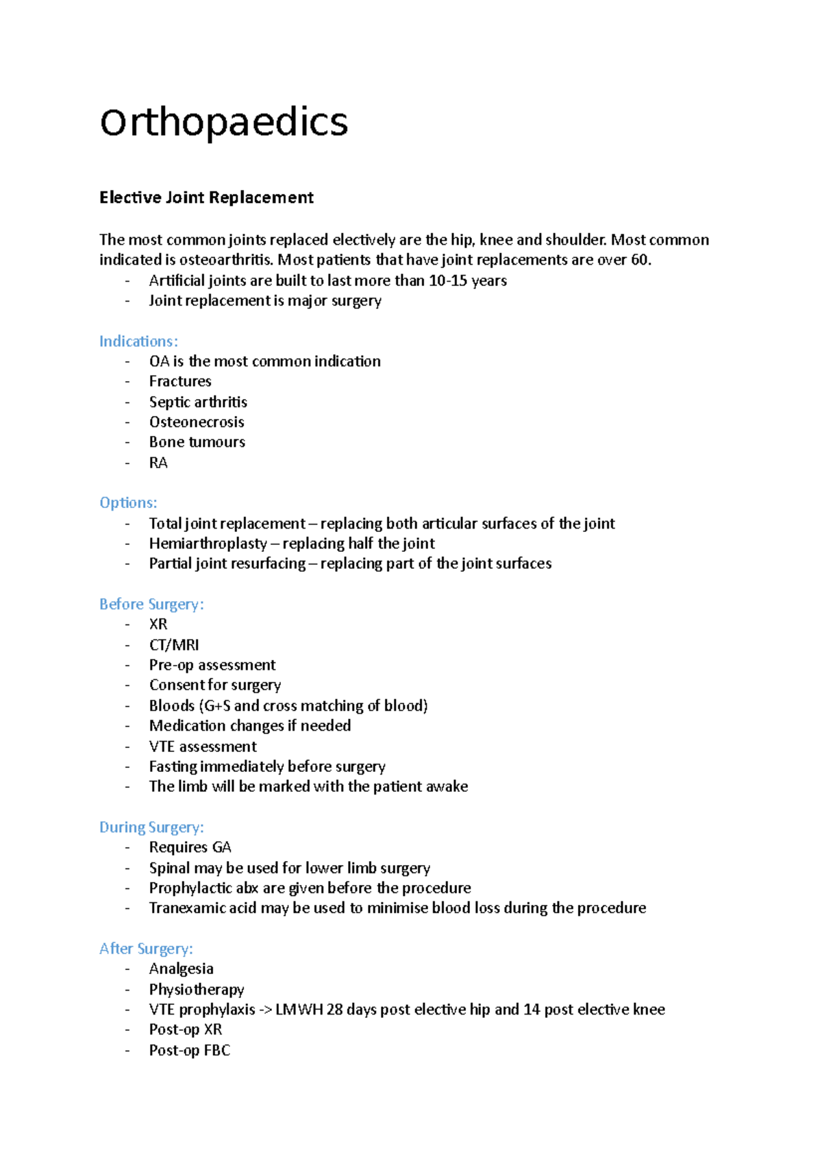 Orthopaedics - Common orthopaedic conditions - Orthopaedics Elective ...