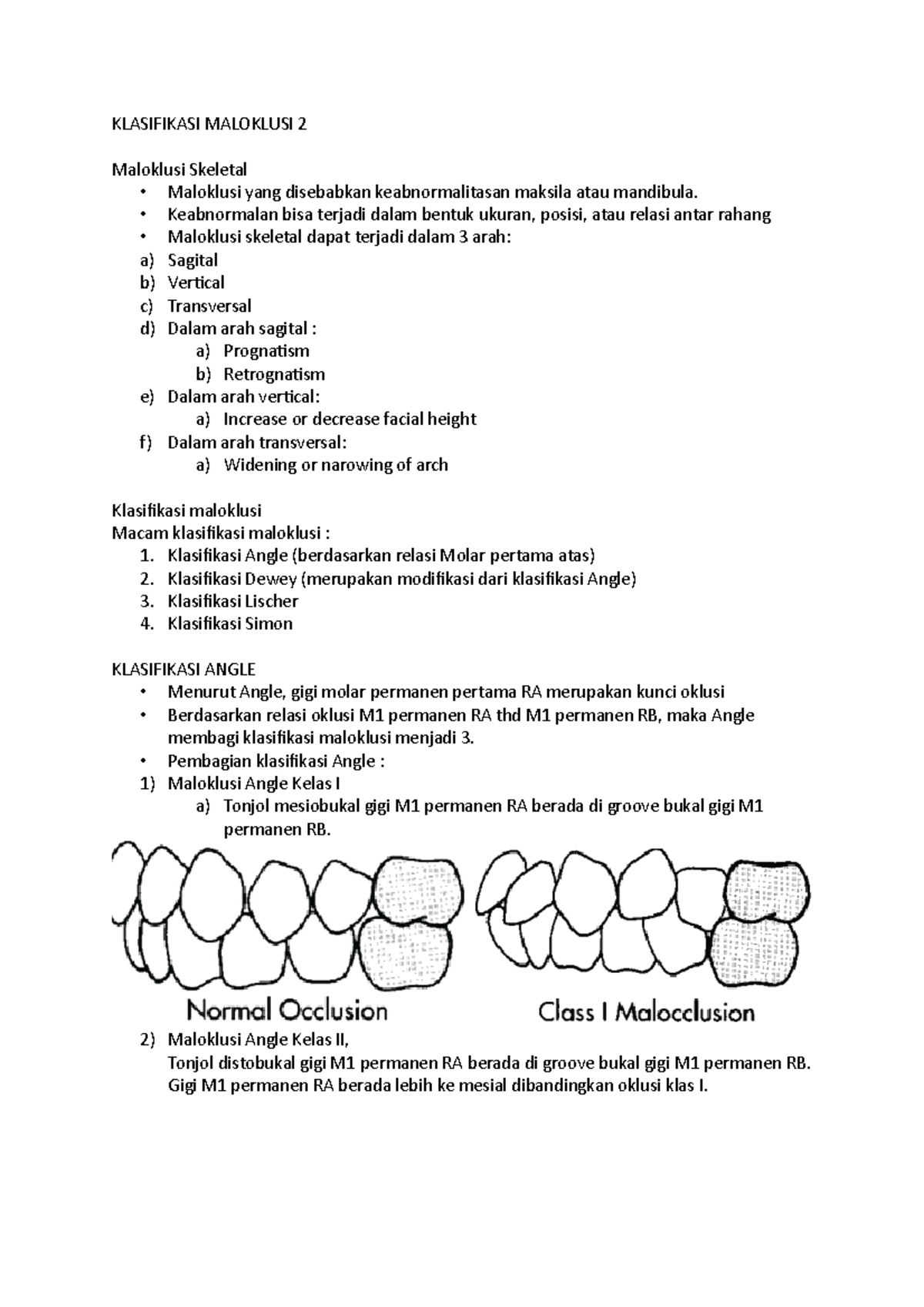 Klasifikasi Maloklusi 2 - KLASIFIKASI MALOKLUSI 2 Maloklusi Skeletal ...