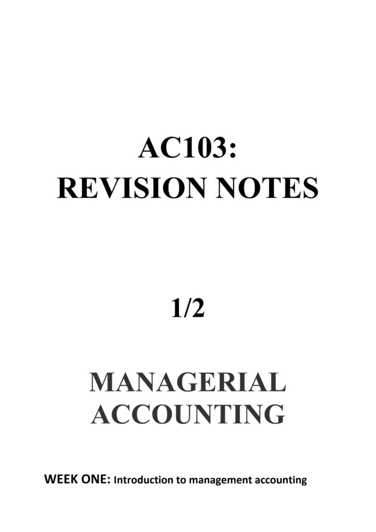 Ac103 notes - AC103 - Studocu