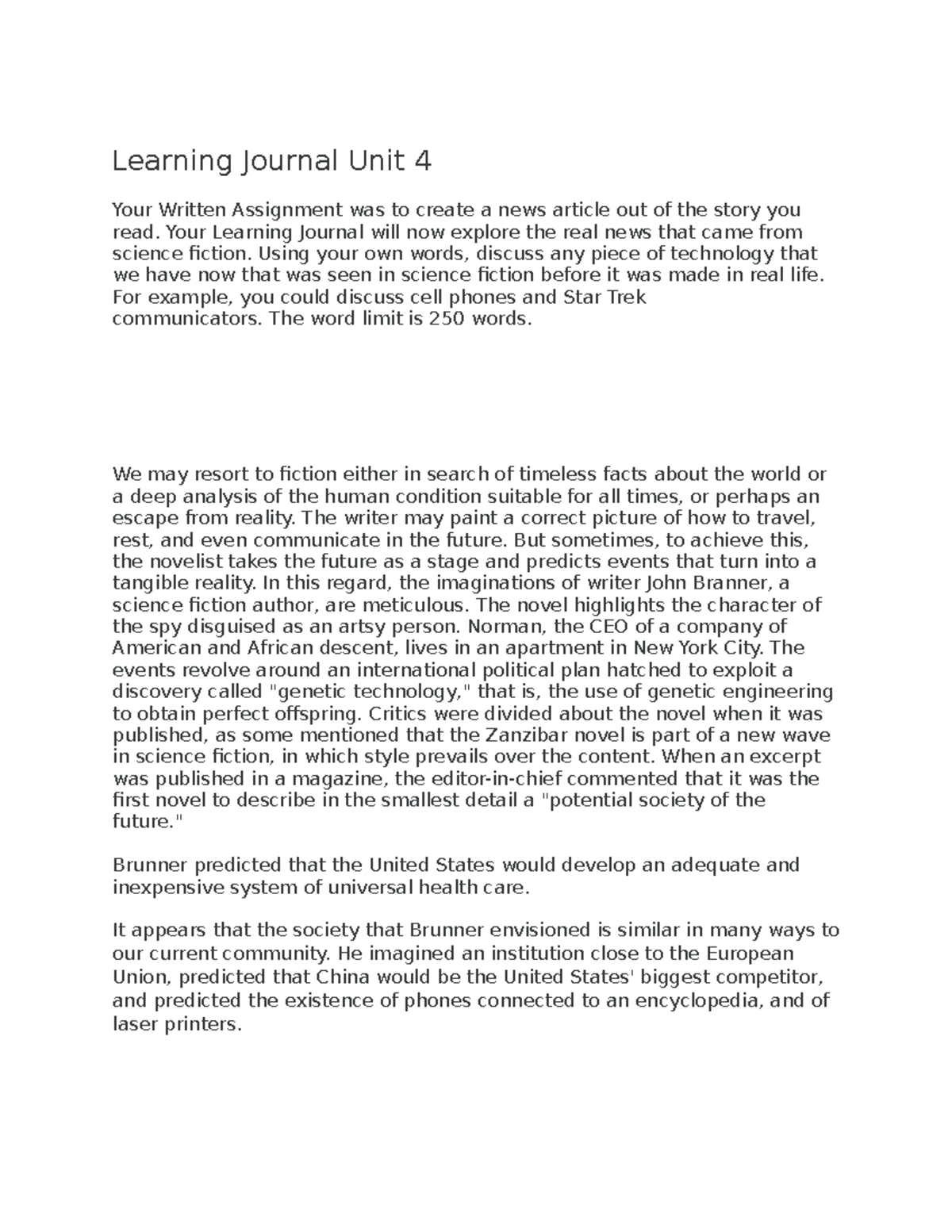 Learning Journal Unit 4 ENGL 1405 - Learning Journal Unit 4 Your ...