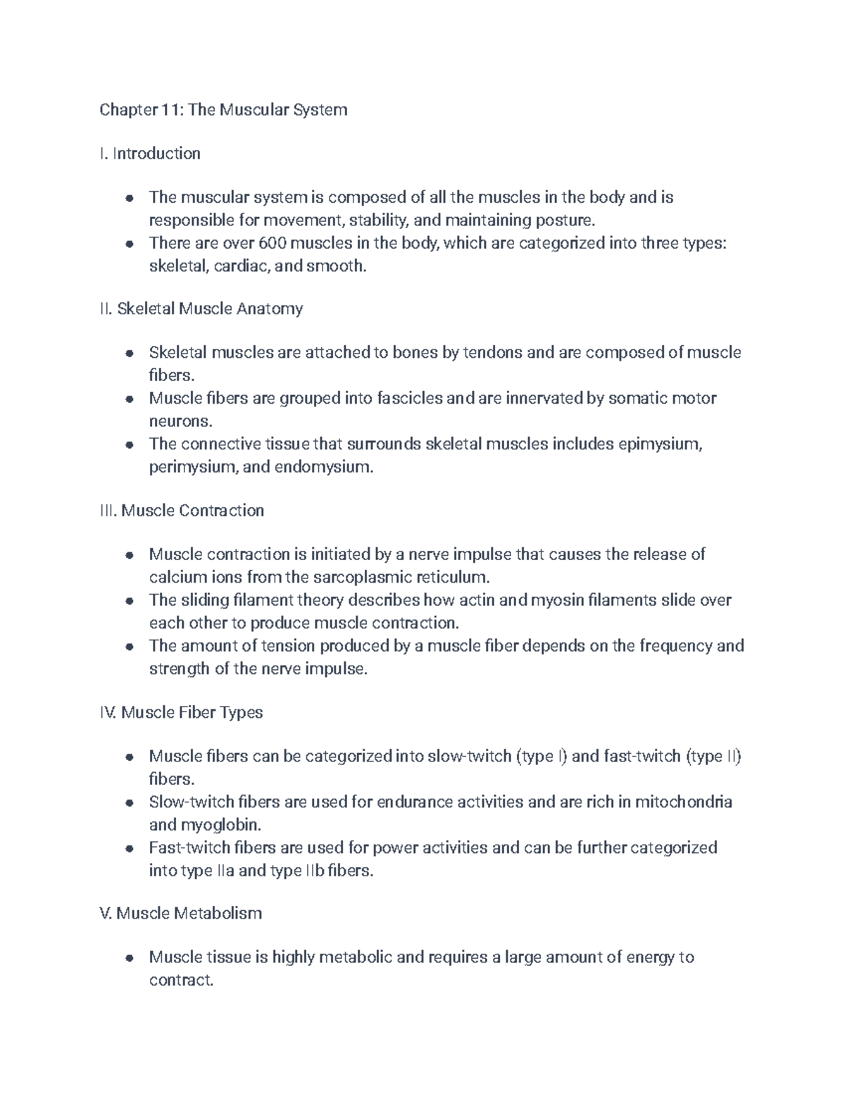 BIO 11 - Chapter 11 coursework - Chapter 11: The Muscular System I ...
