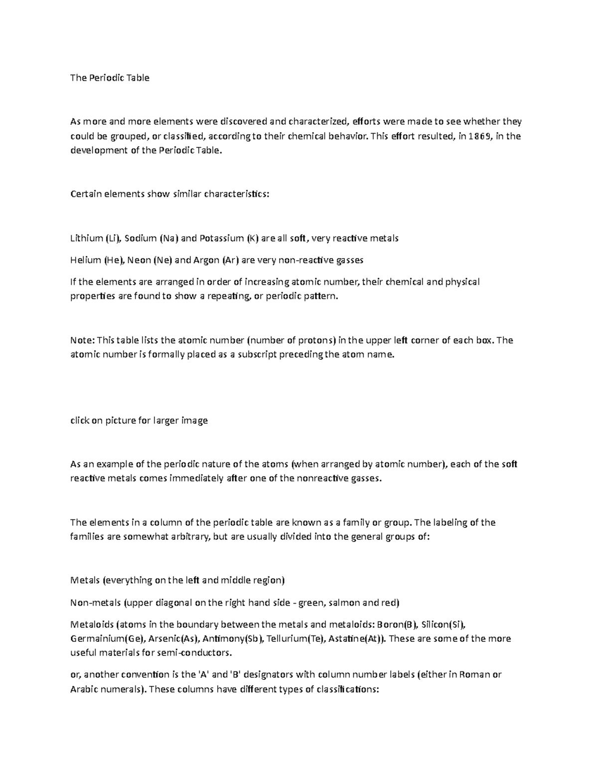 The Periodic Table - Lecture notes 22 - The Periodic Table As more and ...