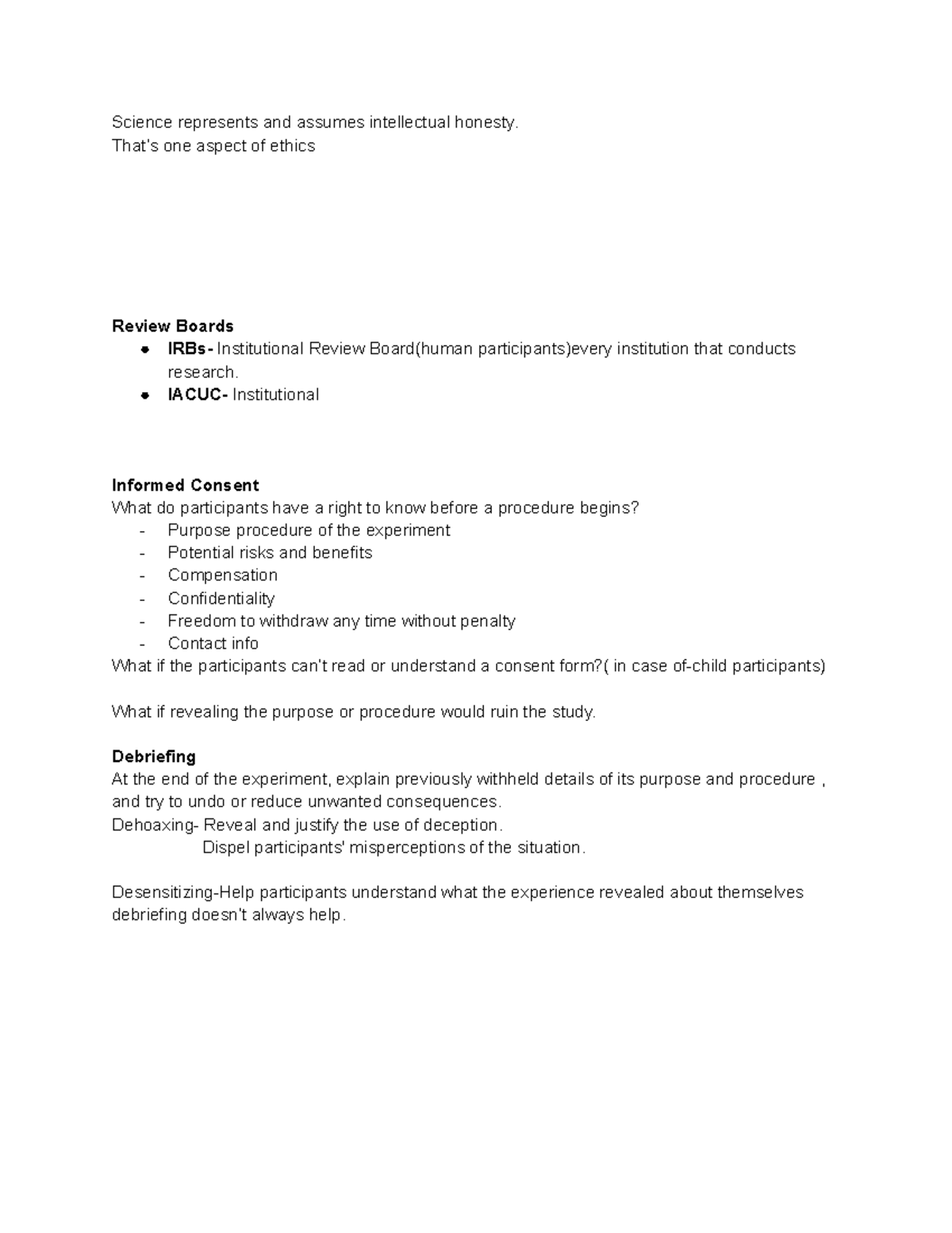 Ethics of Psychological Research - Science represents and assumes ...