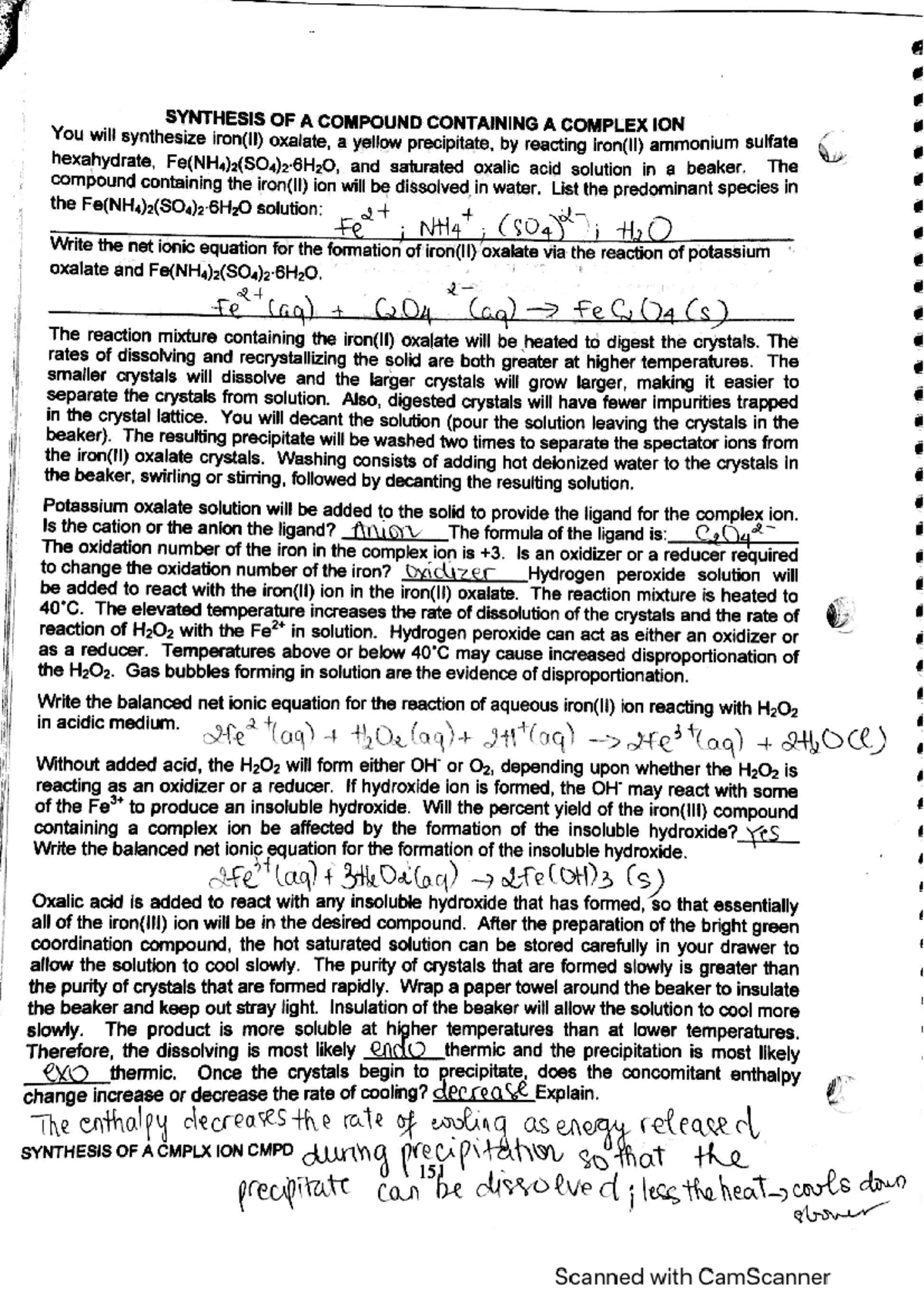 Complex Ion Prelab - OCC - CHEM185 - Prof. Helen Maughan - CHEM C185 ...