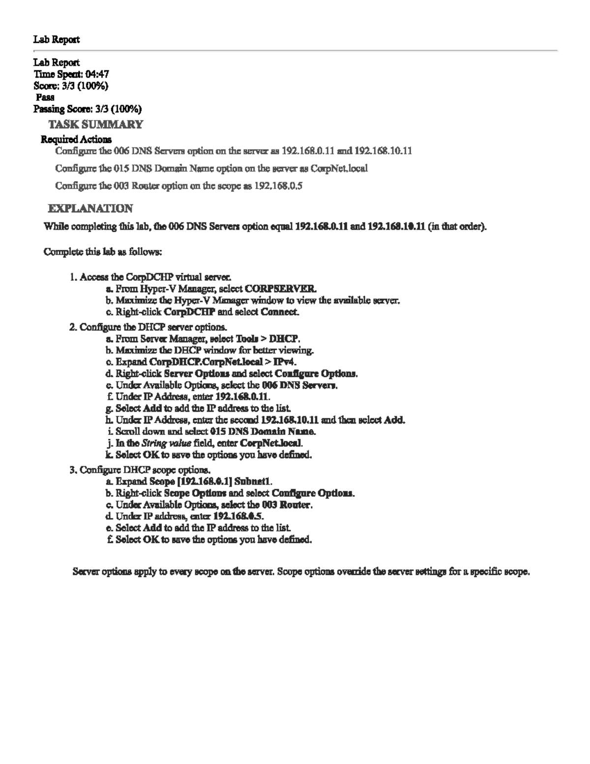 4.3.6 Configure DHCP Options Lab - C769 - Studocu