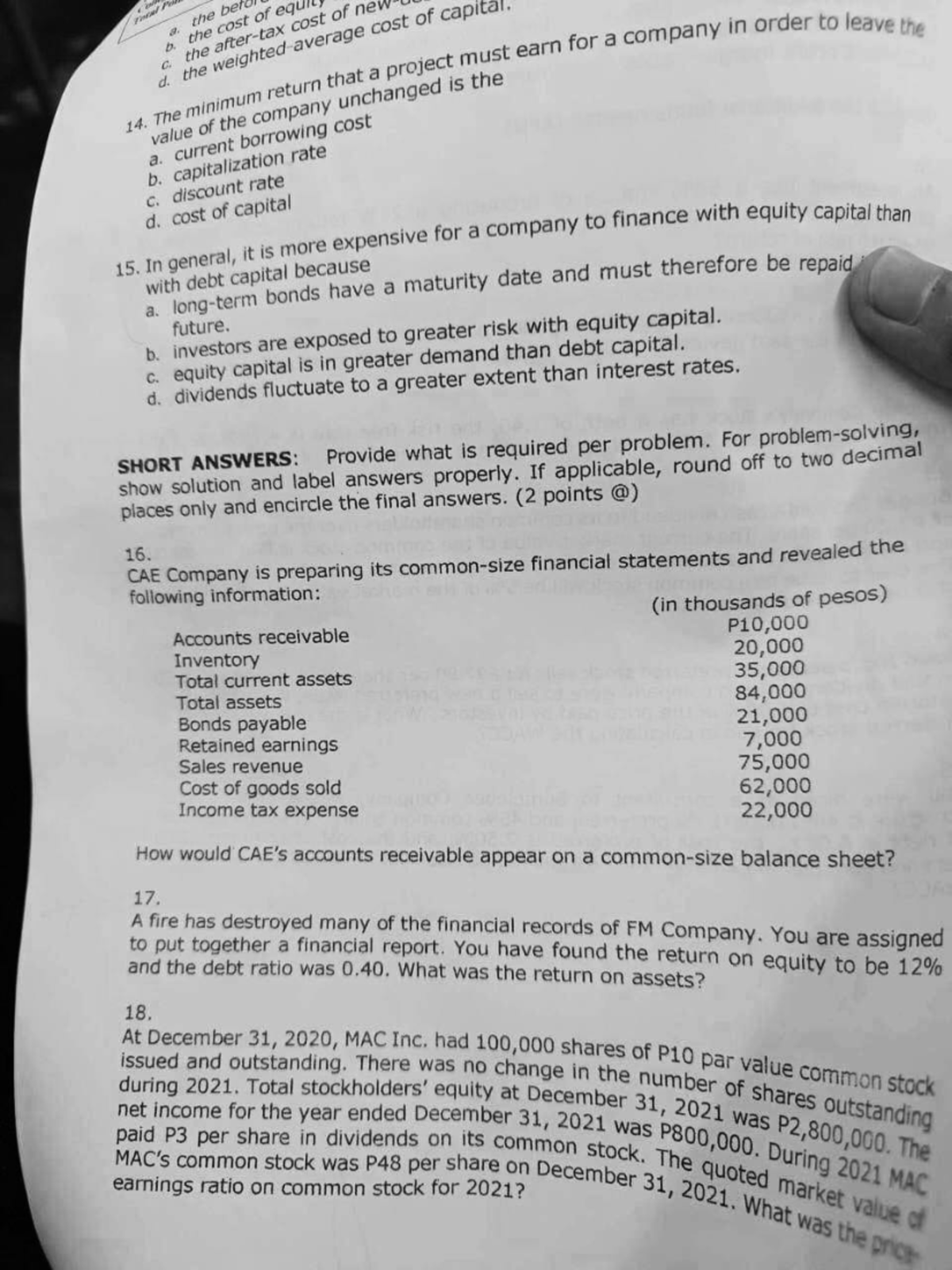 Fin Man 2nd Exam - use it to practice computations in finman. - BS ...