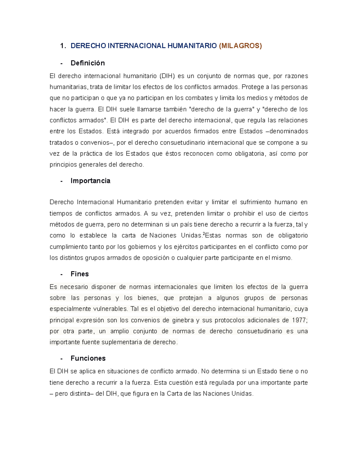 Derecho Internacional Humanitario - 1. DERECHO INTERNACIONAL ...