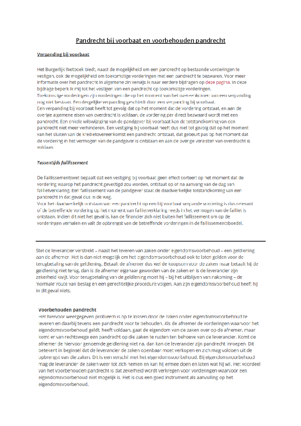 Pandrecht bij voorbaat en voorbehouden pandrecht - Goederen- en ...