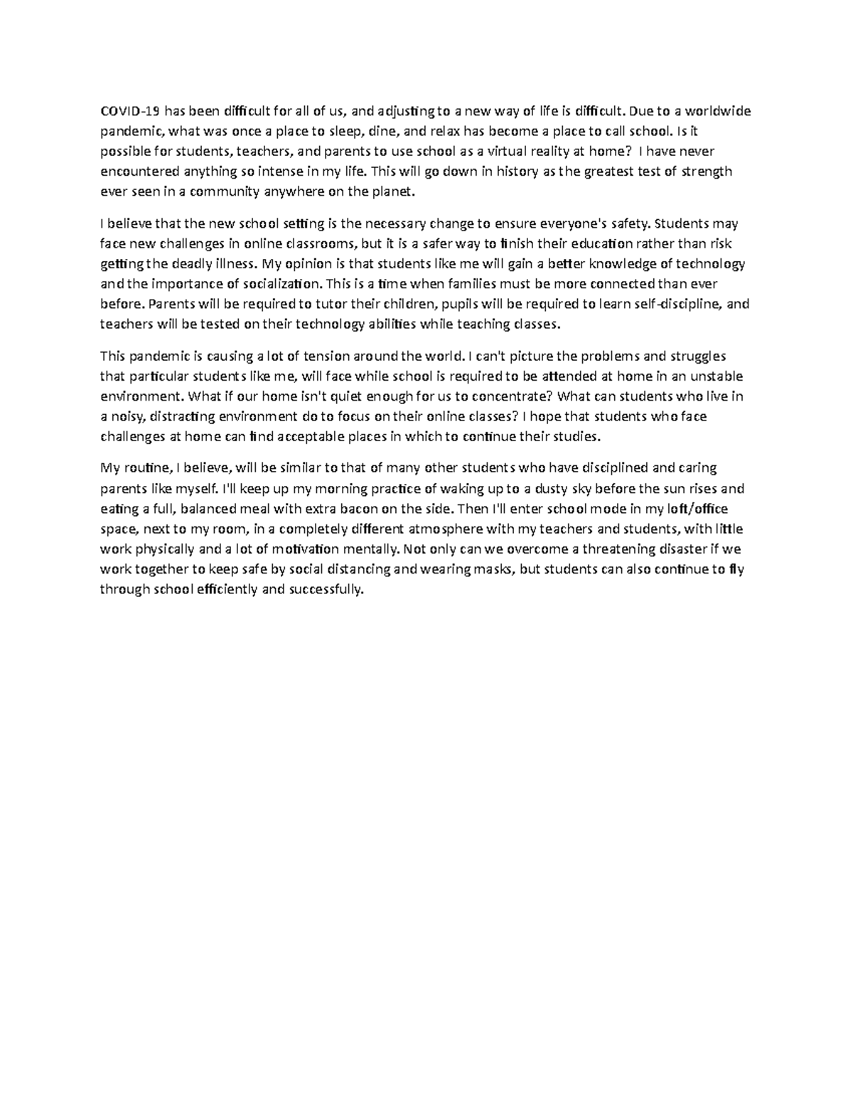 Covid - NOTES - COVID-19 has been difficult for all of us, and ...