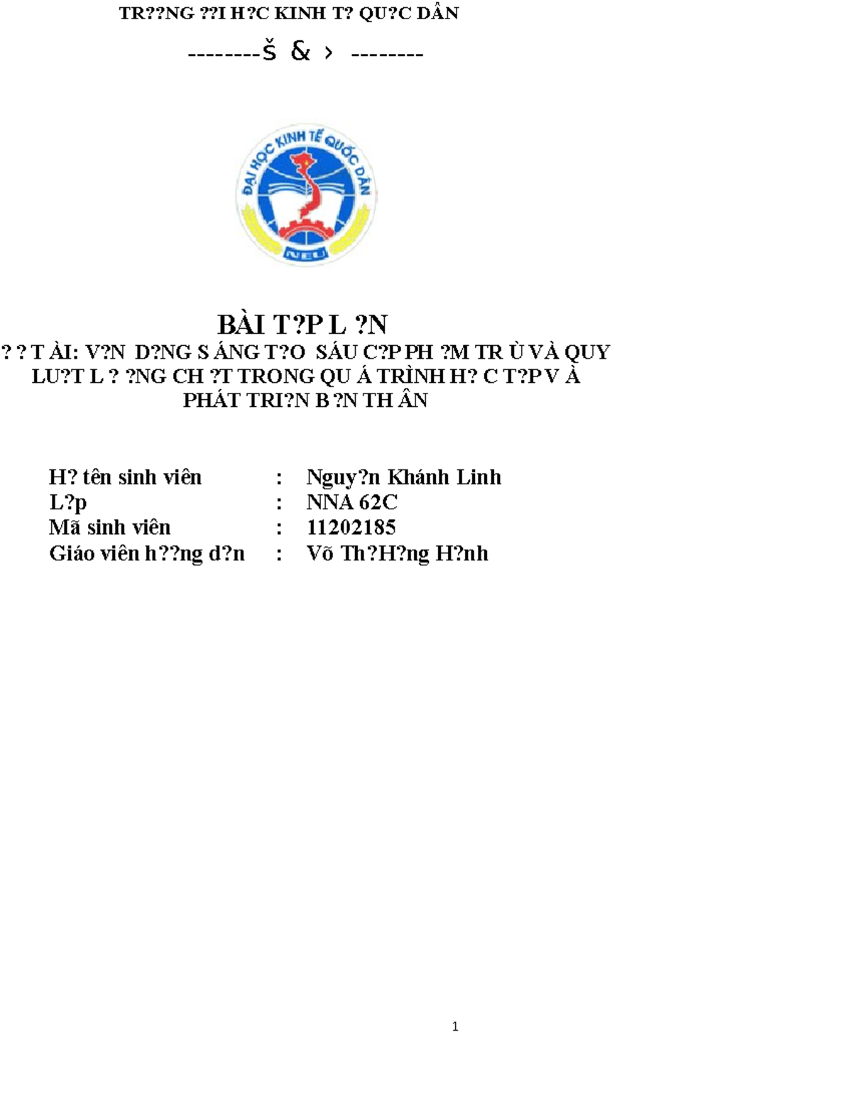 Bài tập lớn - triết - TR??NG ??I H?C KINH T? QU?C DÂN -š&› - BÀI T?P L ?N ?? T ÀI: V?N D?NG S ...