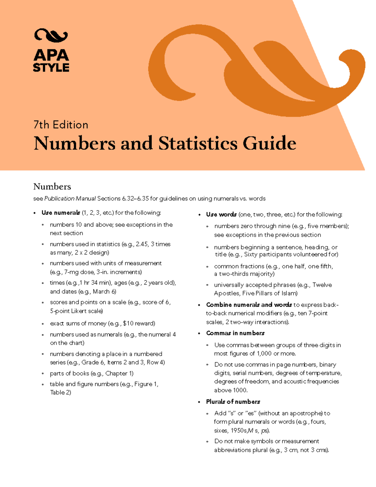 Numbers-statistics-guide - ~ APA STYLE 7th Edition Numbers and ...