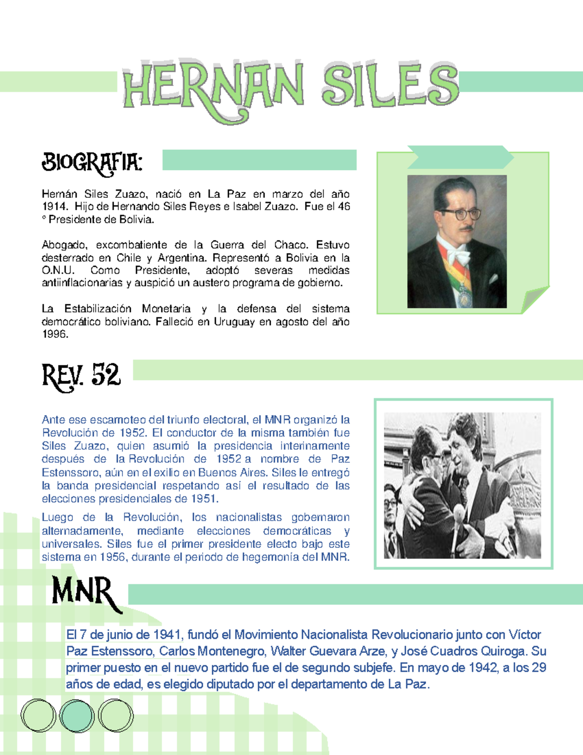 Biografias Sociales - BIOGRAFIA. - Hernán Siles Zuazo, nació en La Paz ...