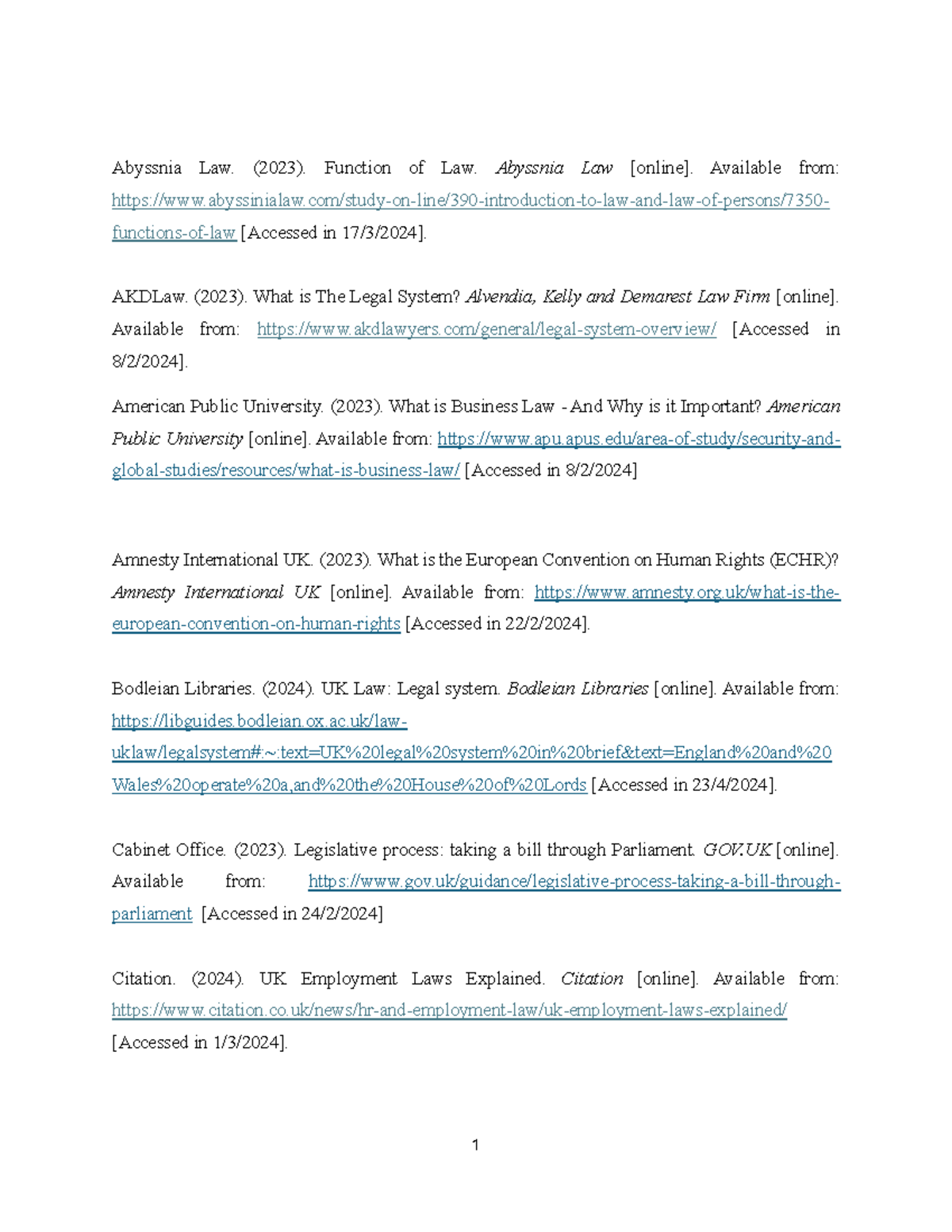 Ref list A1 - Abyssnia Law. (2023). Function of Law. Abyssnia Law ...