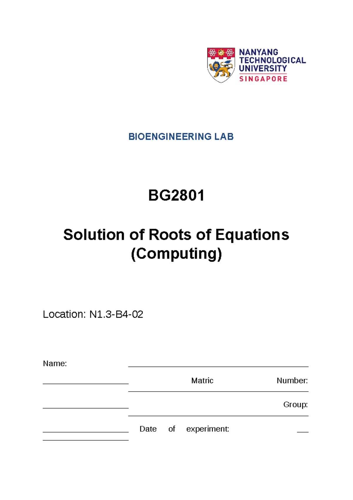 BG2801 L3 Solution of Roots of Equations - BIOENGINEERING LAB BG ...
