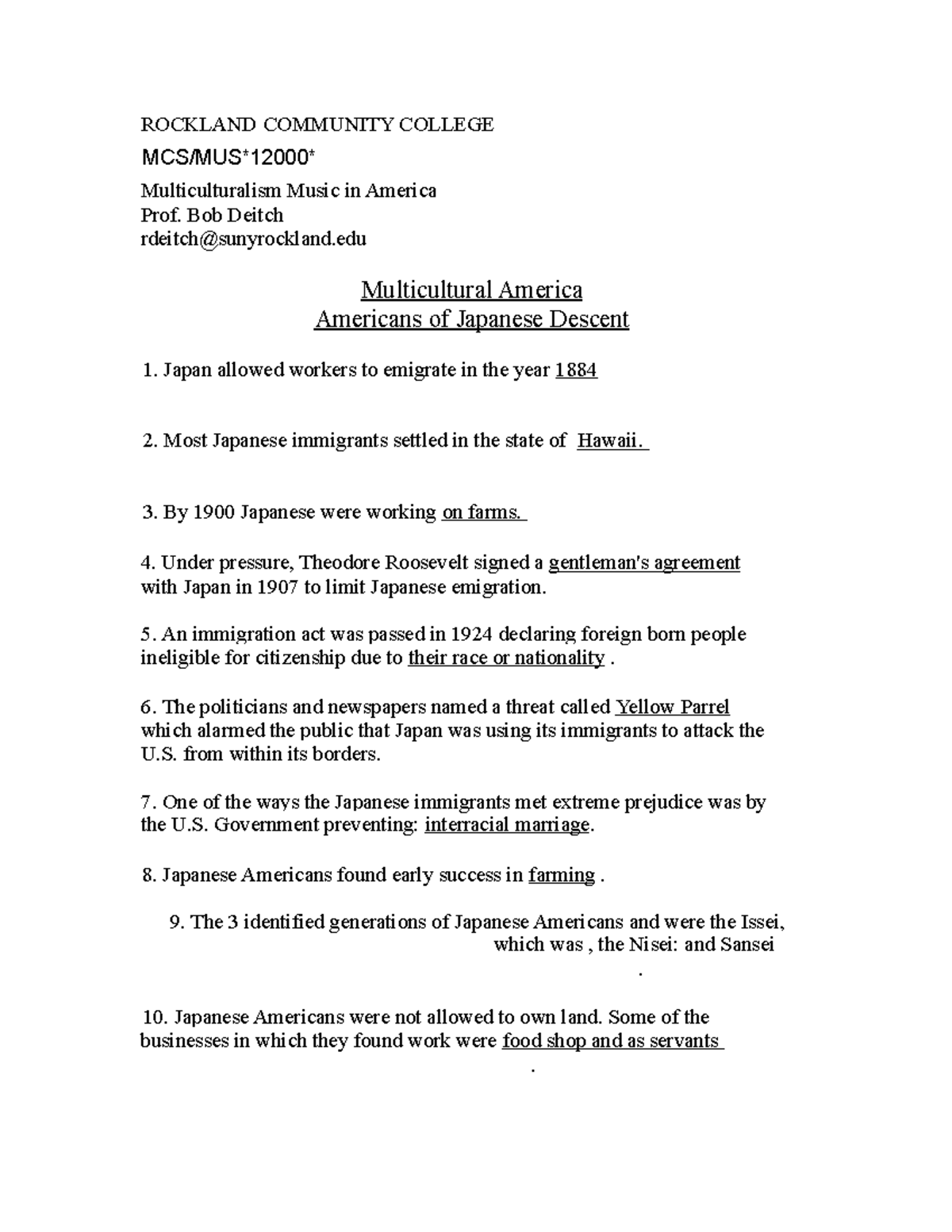 Japanese Americans-Video - ROCKLAND COMMUNITY COLLEGE MCS/MUS12000 ...