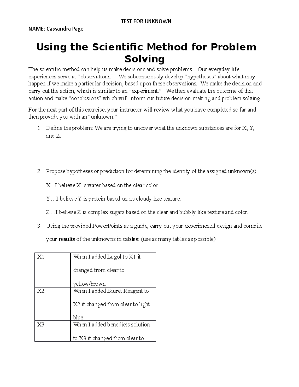 Organic Molecules Unknown Worksheet - BIOL 2012 - ABAC - Studocu