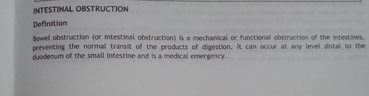 Pediatrics (intestinal obstruction) - INTESTINAL OBSTRUCTION Definition ...